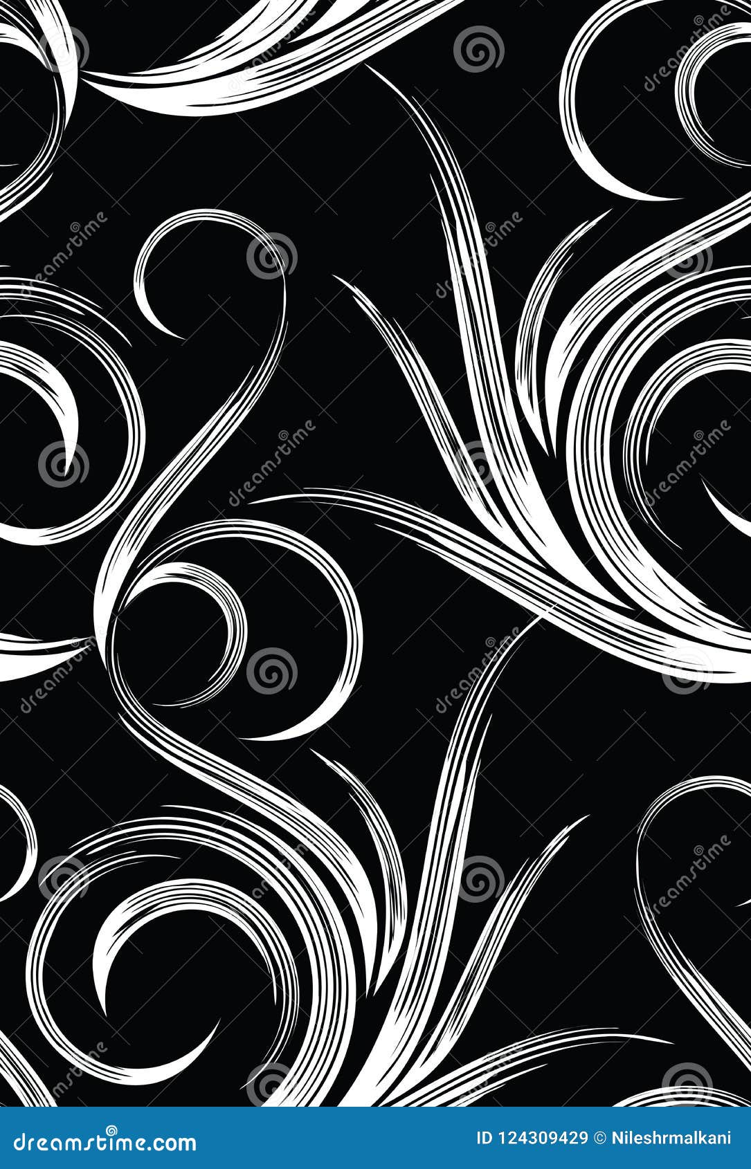 Seamless Black and White Swirly Pattern Stock Vector - Illustration of ...