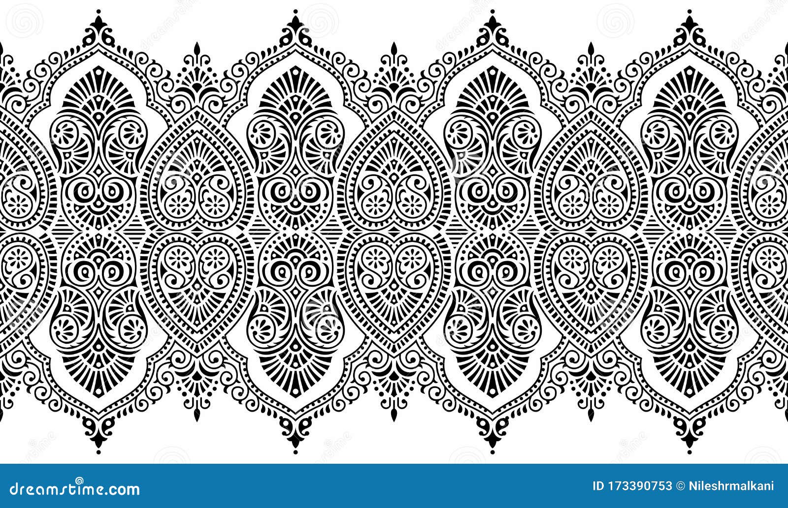 Seamless Black and White Traditional Asian Border Design Stock Vector ...