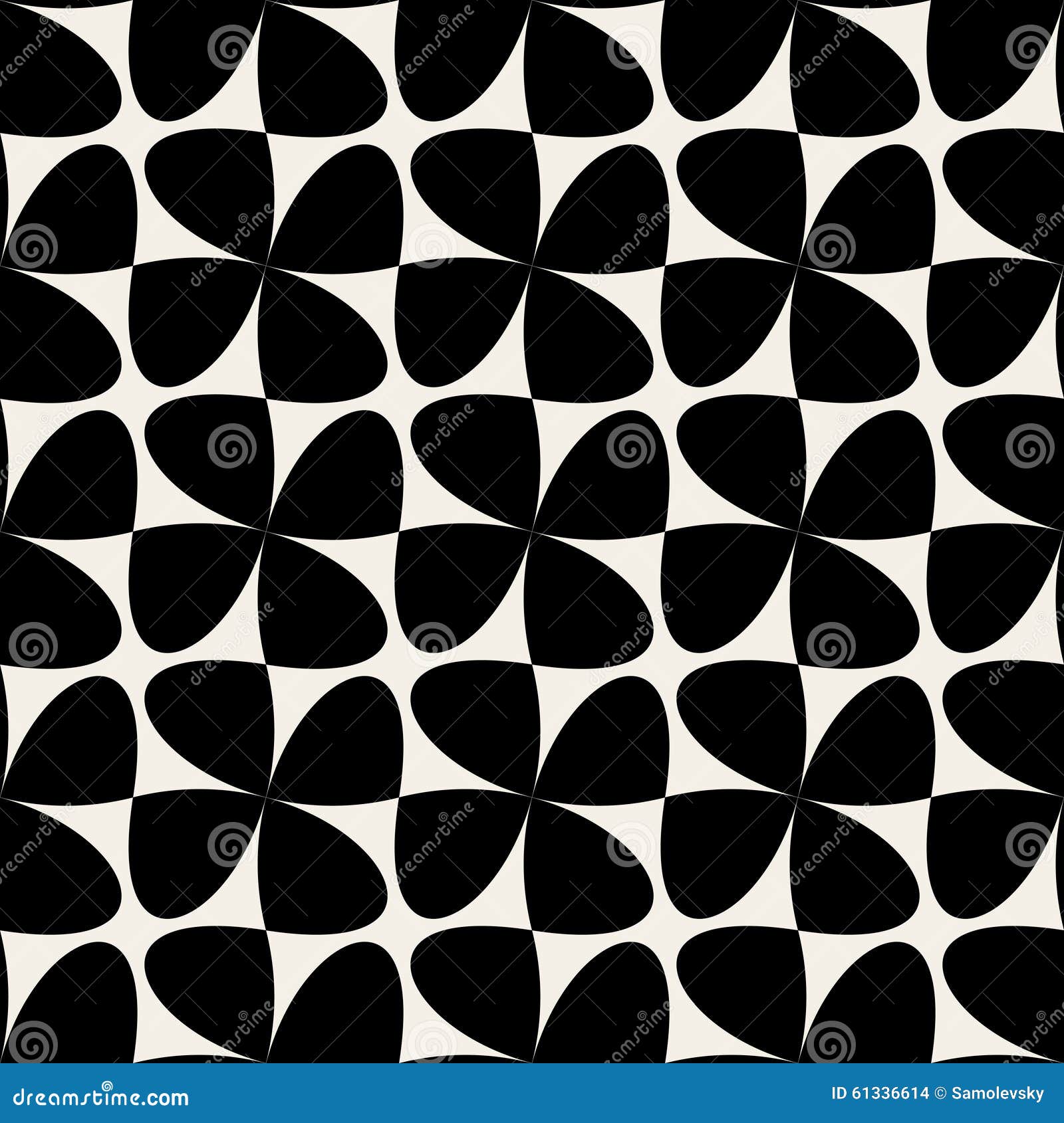 Seamless Black & White Vector Geometric Swirl Cross Checker Pattern ...