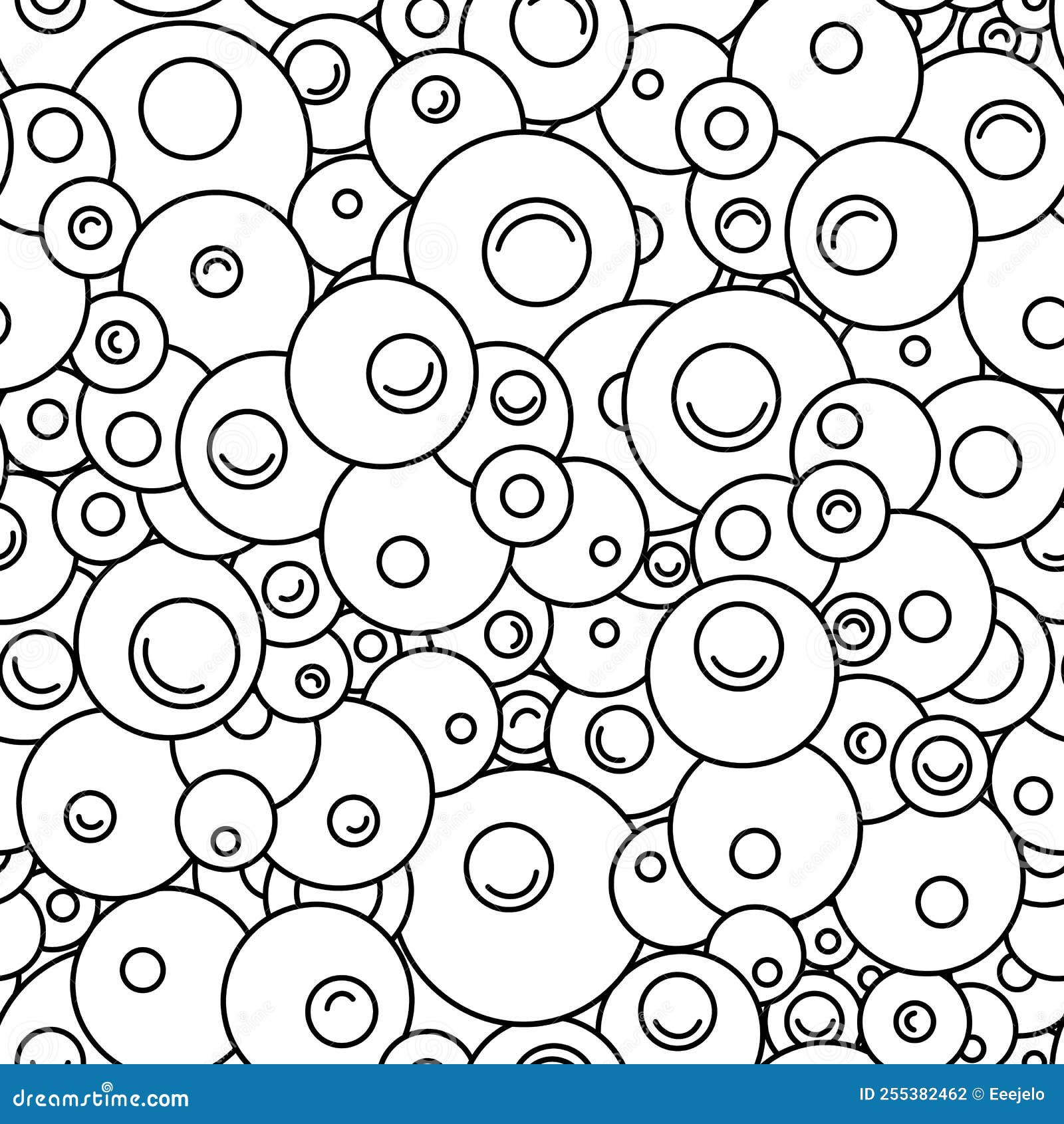 Seamless Black and White Vector Pattern of Circles and Arcs. Geometric ...