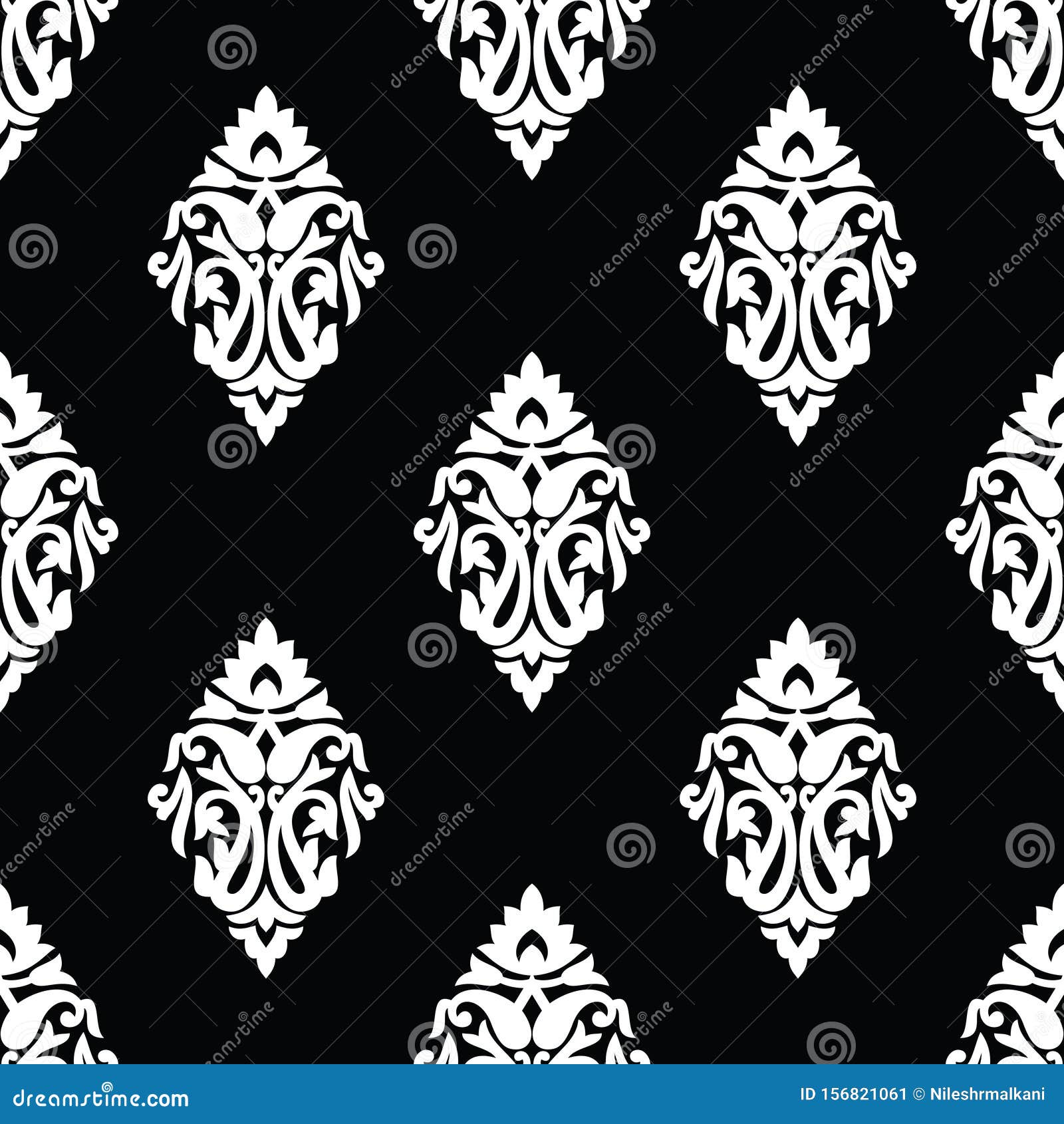 Seamless Vintage Damask Pattern Design Stock Vector - Illustration of ...