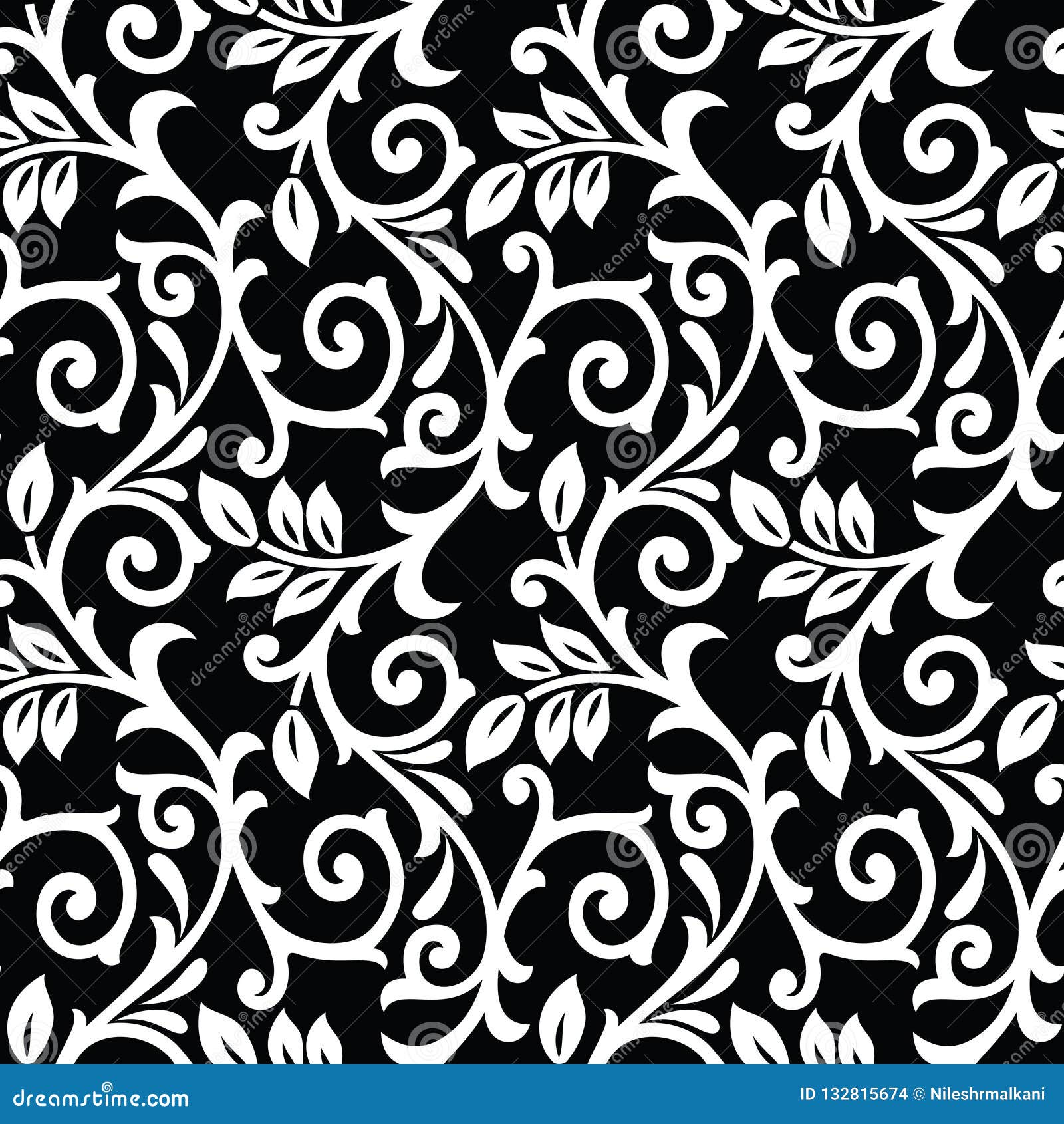 Seamless Black and White Vintage Pattern Stock Vector - Illustration of ...