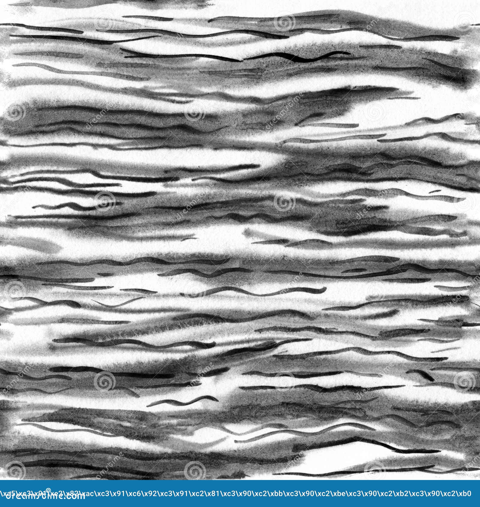 Seamless Black and White Wave Pattern Water Watercolor Stock Image ...