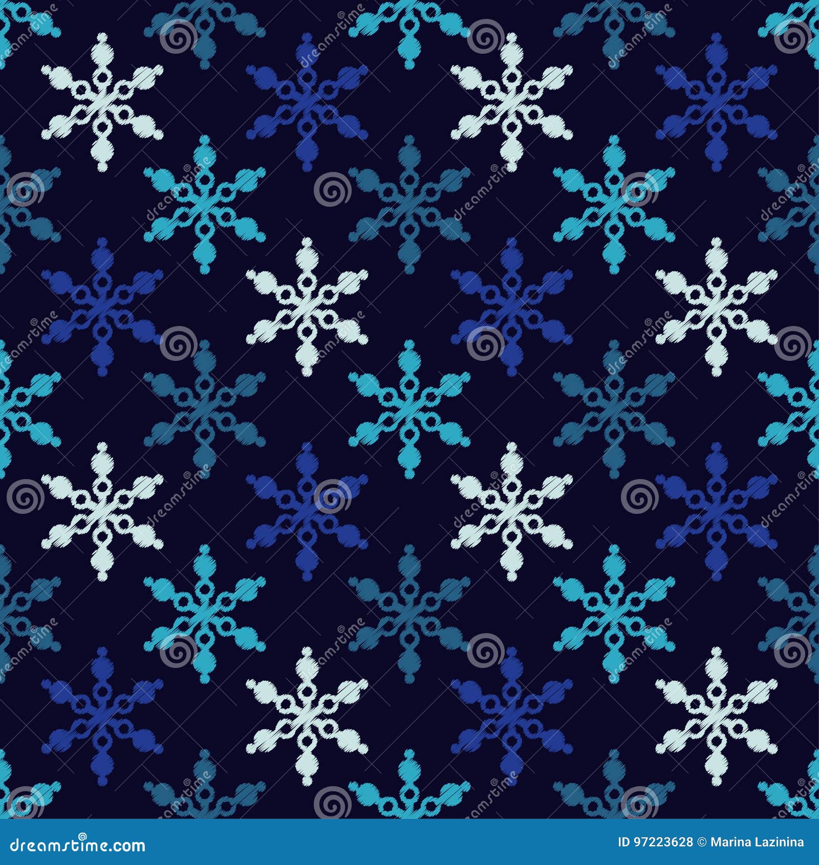 Seamless Blue Background with Decorative Snowflakes. Scribble Texture ...