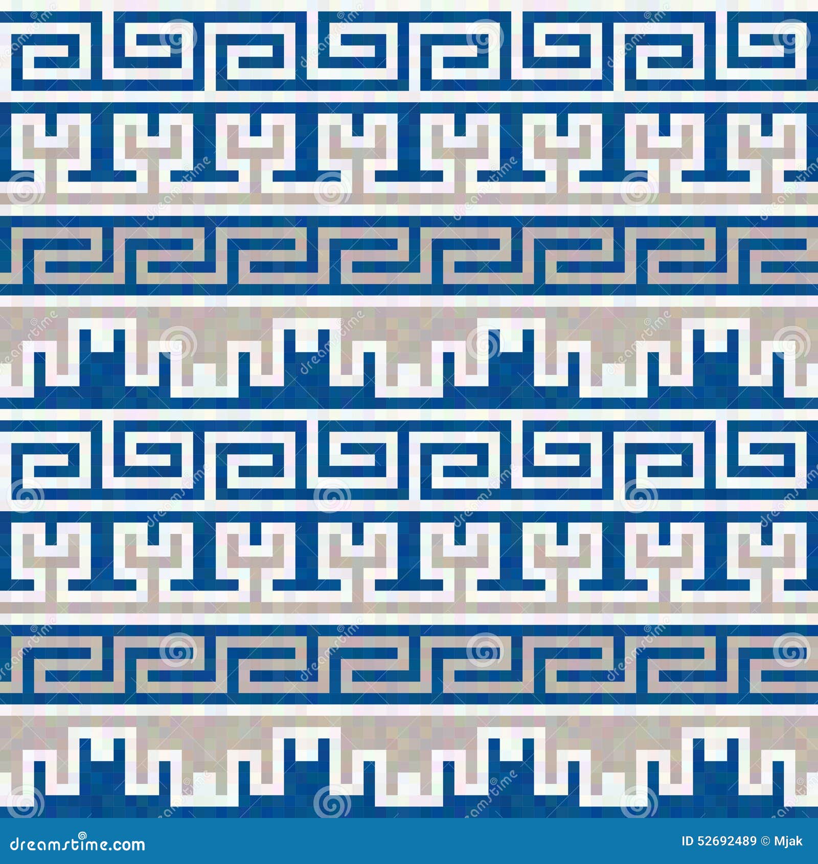 Seamless Blue and Beige Greek Pattern Stock Vector - Illustration of ...