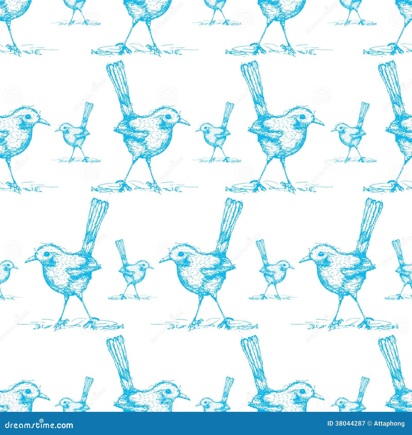 Seamless of Blue Bird Drawing Pattern Vector Stock Vector ...