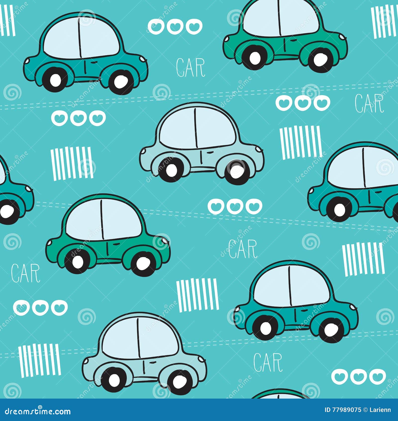 Seamless Blue Car Pattern Vector Illustration Stock Vector ...