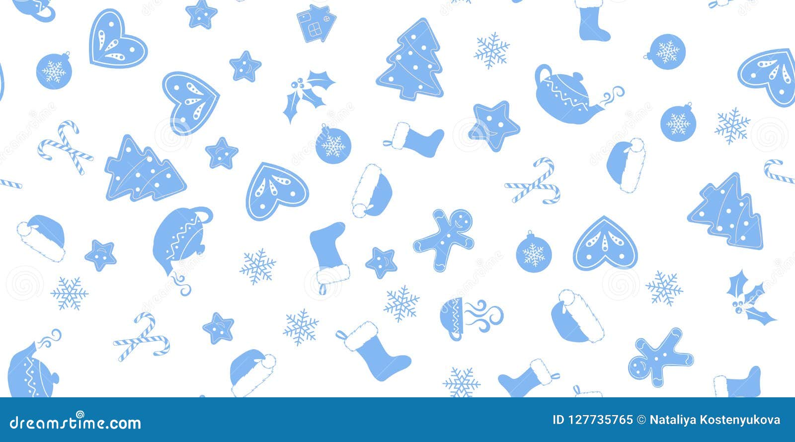 Seamless of Blue Christmas Elements Stock Vector - Illustration of ...