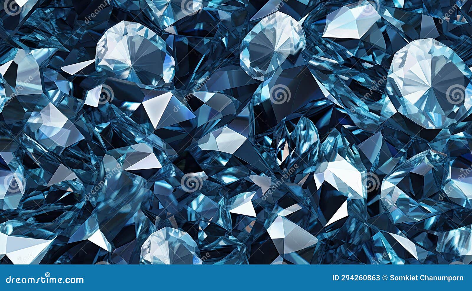 Seamless Blue Diamond Pattern Background, Abstract Gem, Crystal Texture ...