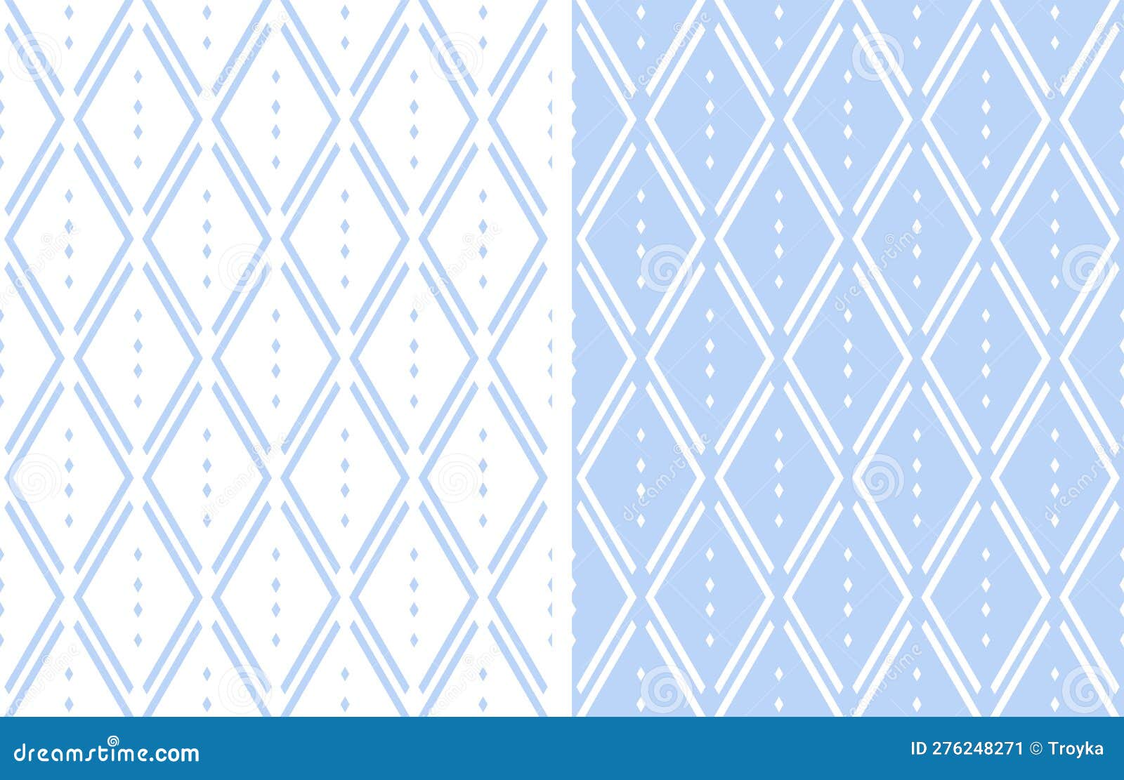 Seamless Blue Diamonds and Dots Patterns. Geometric Textures Stock ...