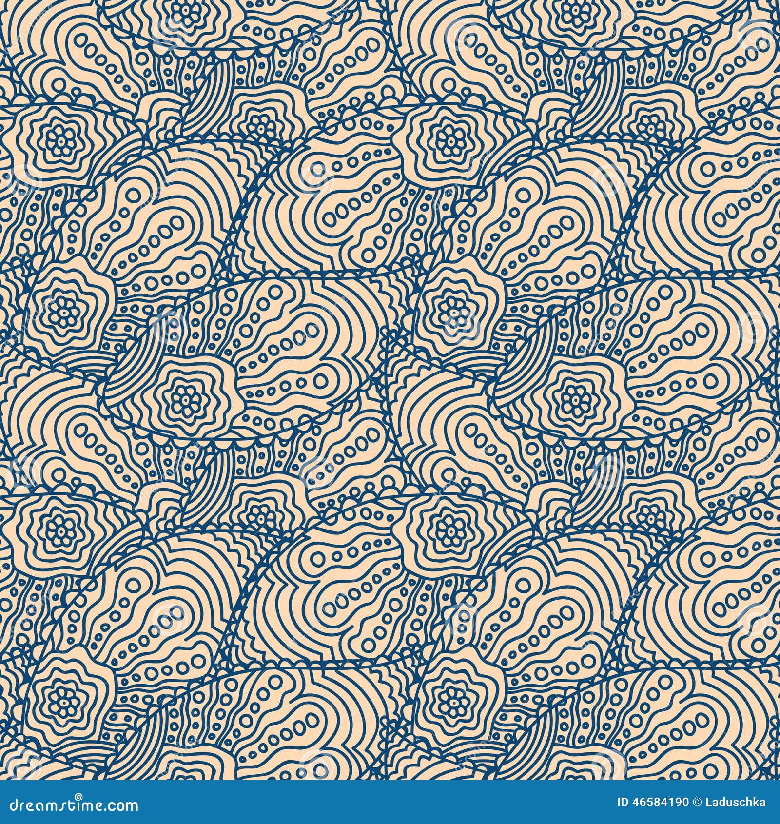 Seamless Blue Doodle Paisley Pattern Stock Vector - Illustration of ...
