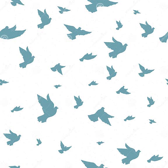 Seamless_blue_doves_pattern Stock Vector - Illustration of fabric ...