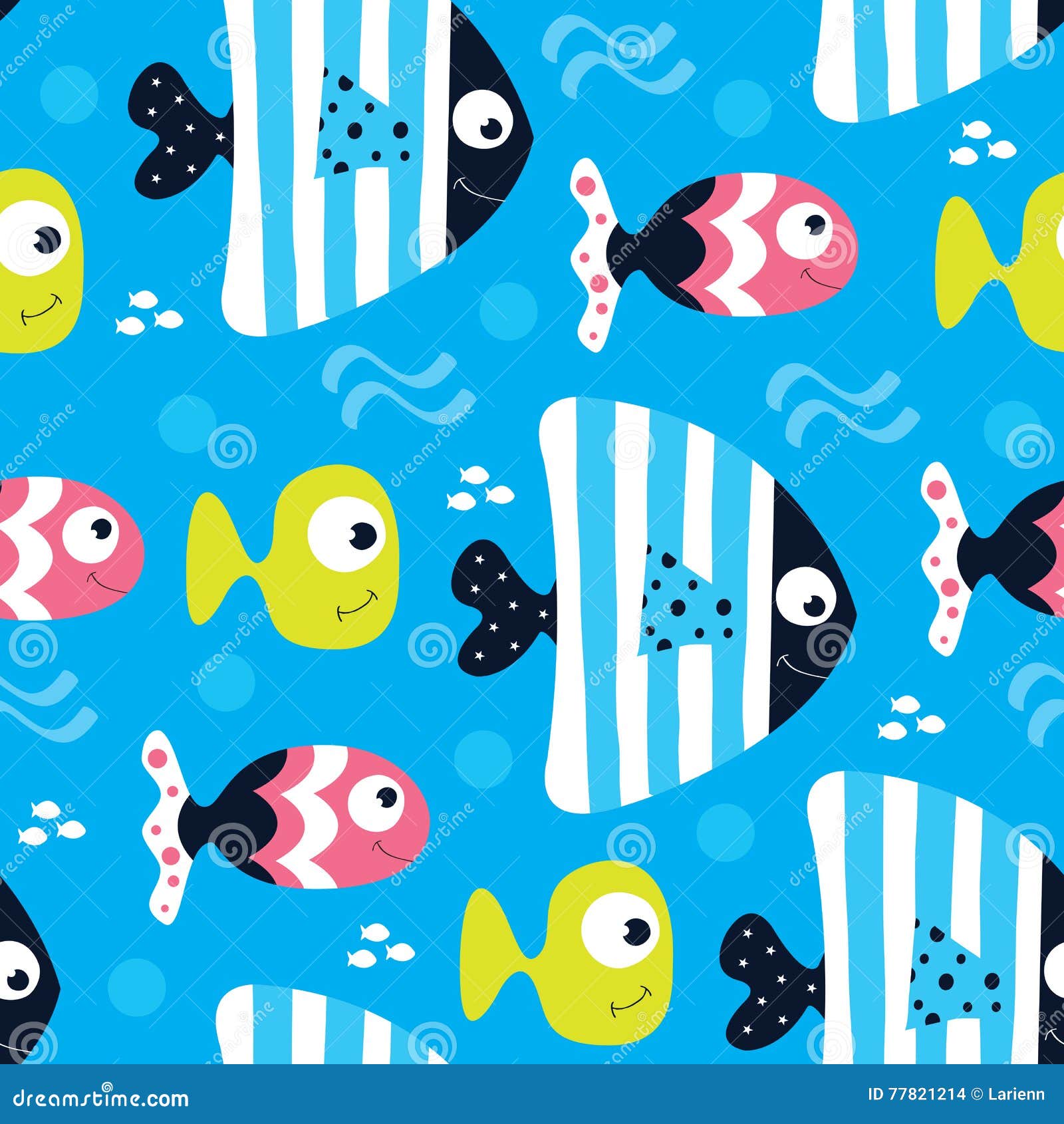Seamless Blue Fish Pattern Vector Illustration Stock Vector ...