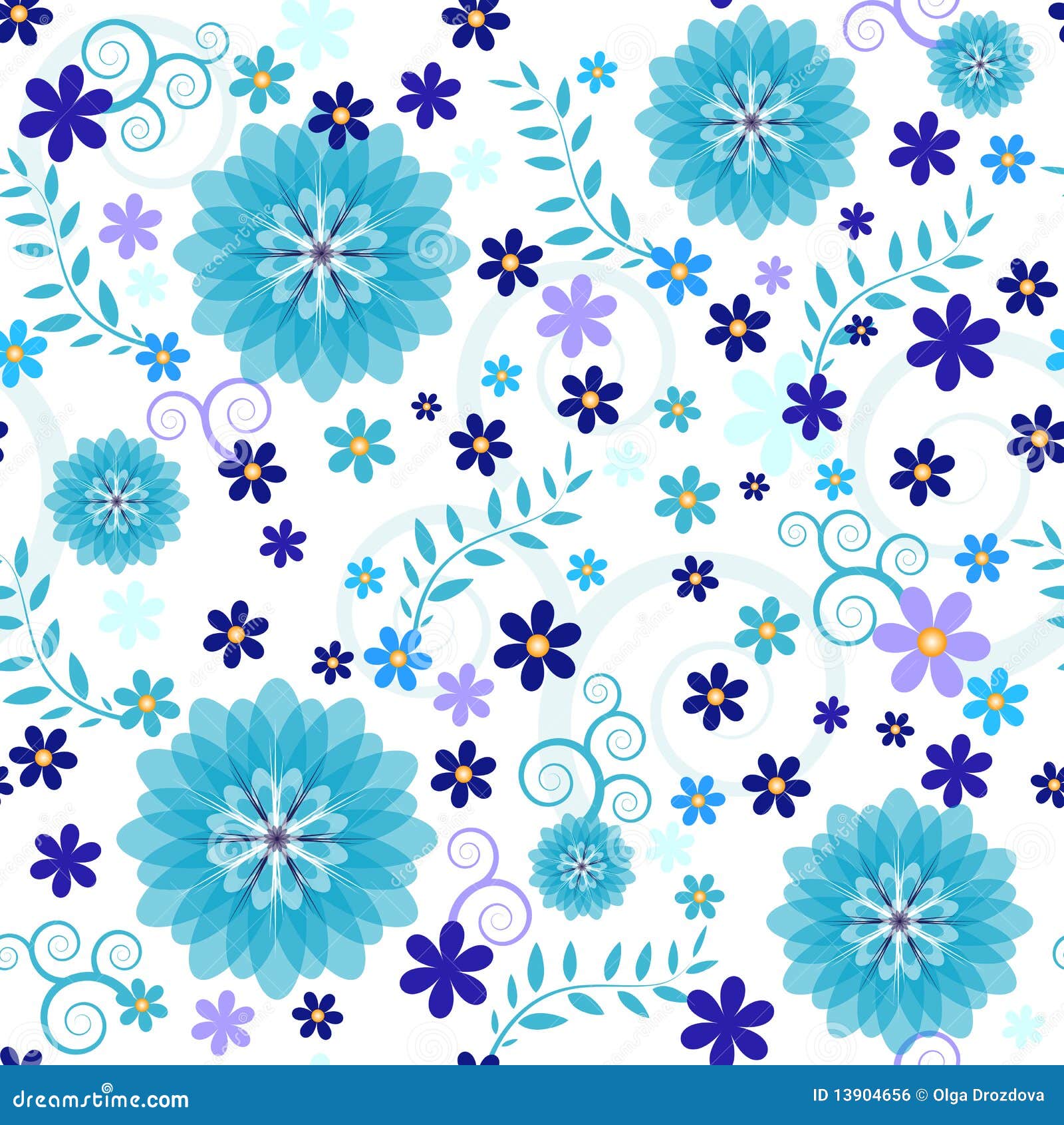 Seamless Blue Floral Pattern Stock Vector - Illustration of gradient ...