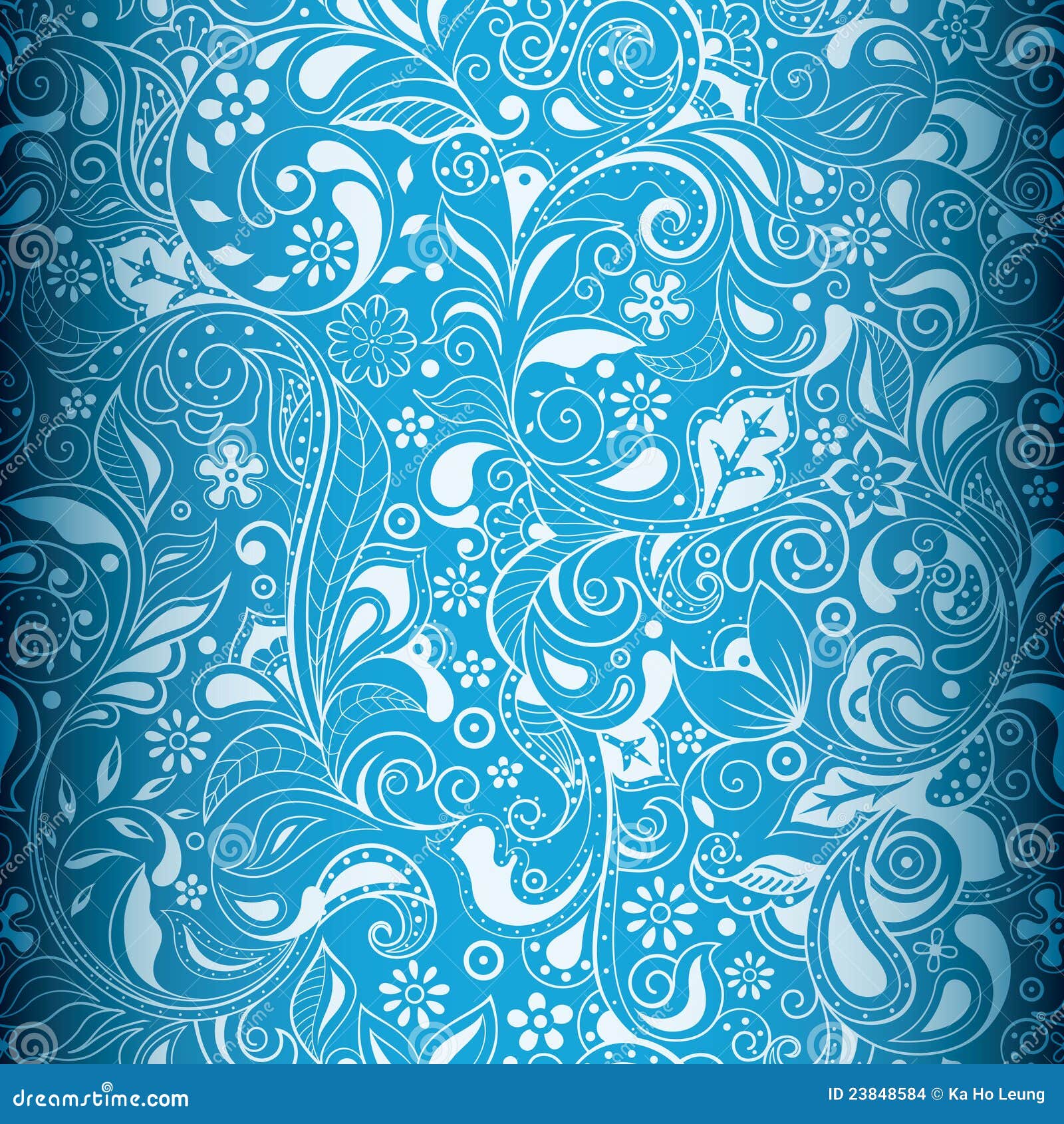 Seamless Blue Floral Pattern Stock Illustration - Illustration of leaf ...