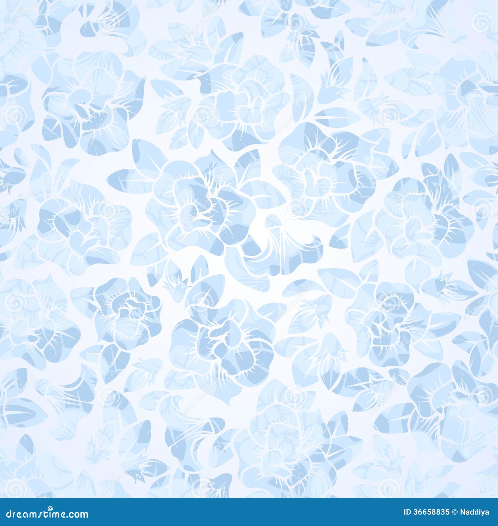 Seamless Blue Floral Pattern. Stock Vector - Illustration of plant ...