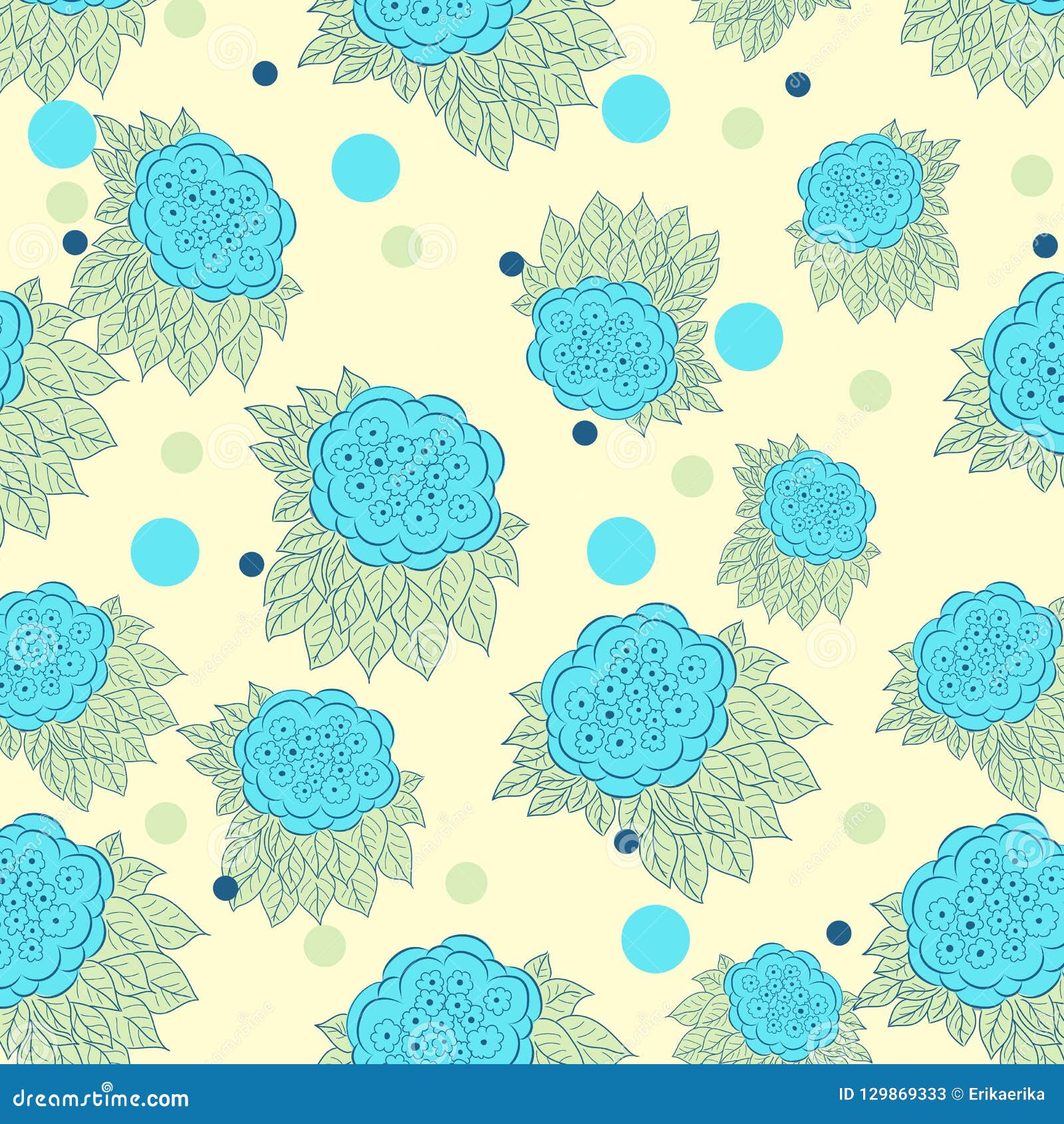 Seamless Blue Floral Pattern Stock Vector - Illustration of cute ...