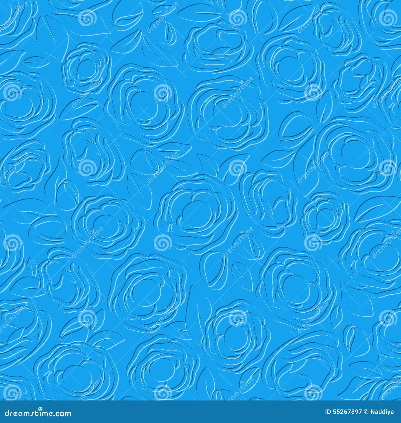 Seamless Blue Floral Pattern. Vector Illustration. Editorial ...