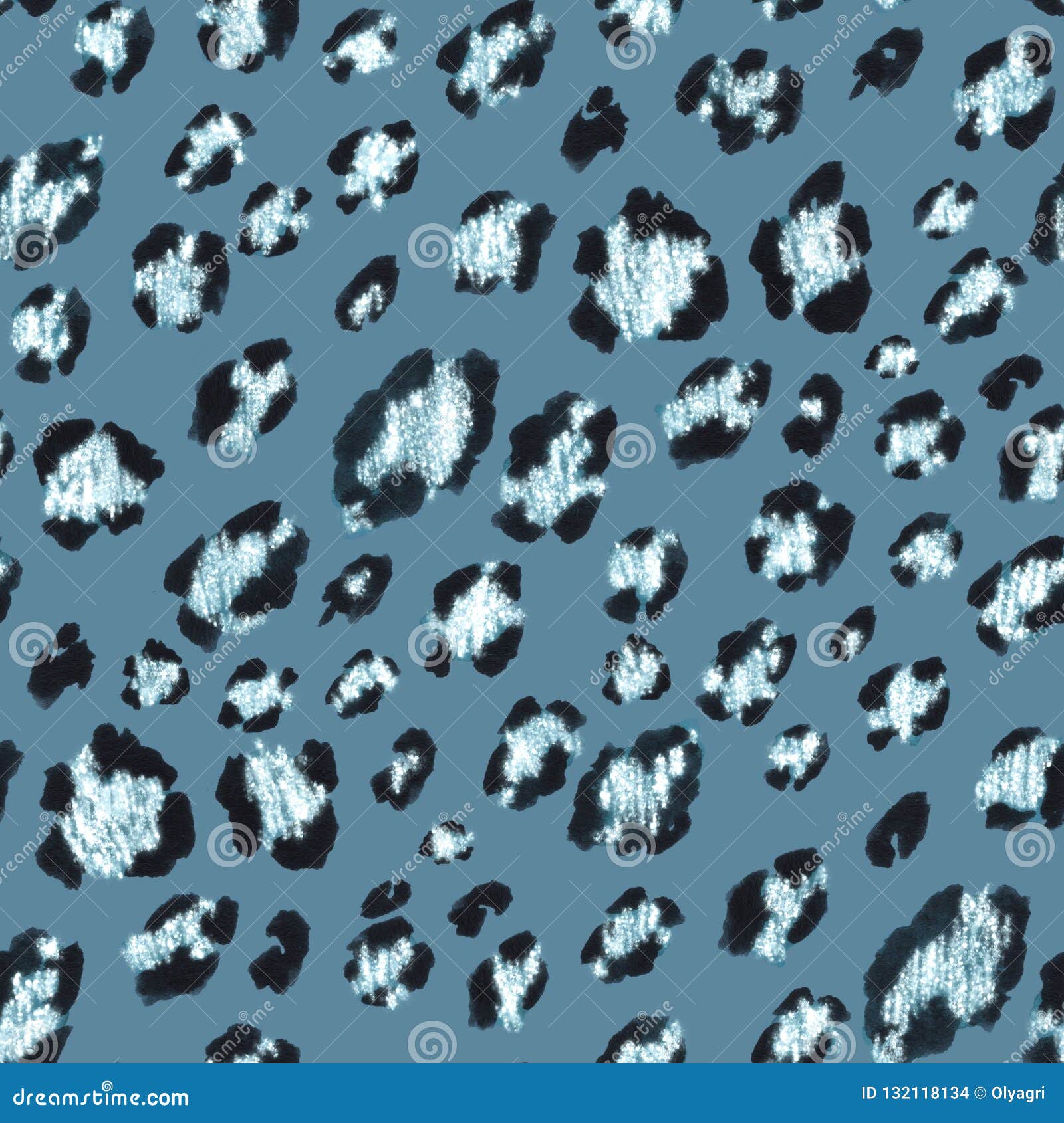 Seamless Blue Glitter Leopard Pattern Stock Illustration - Illustration ...
