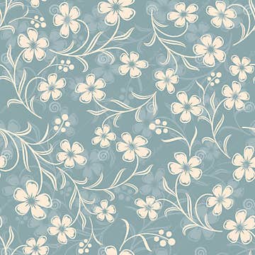 Seamless Blue Grey Flower Background. Stock Vector - Illustration of ...