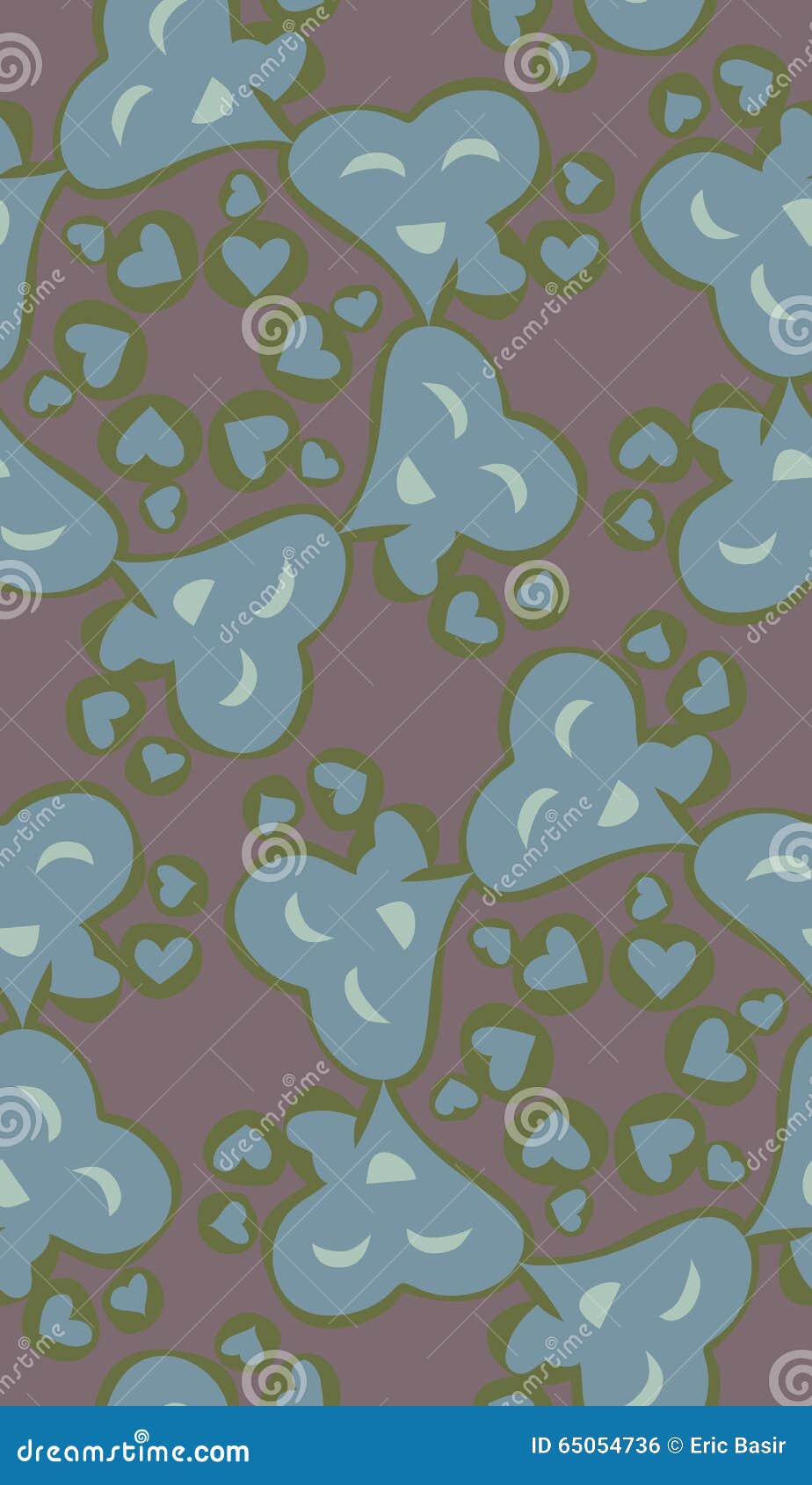 Seamless Blue Heart Pattern Stock Illustration - Illustration of ...