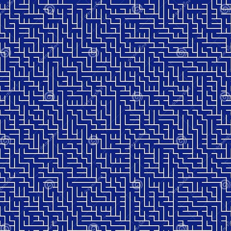 Seamless blue maze pattern stock illustration. Illustration of ...