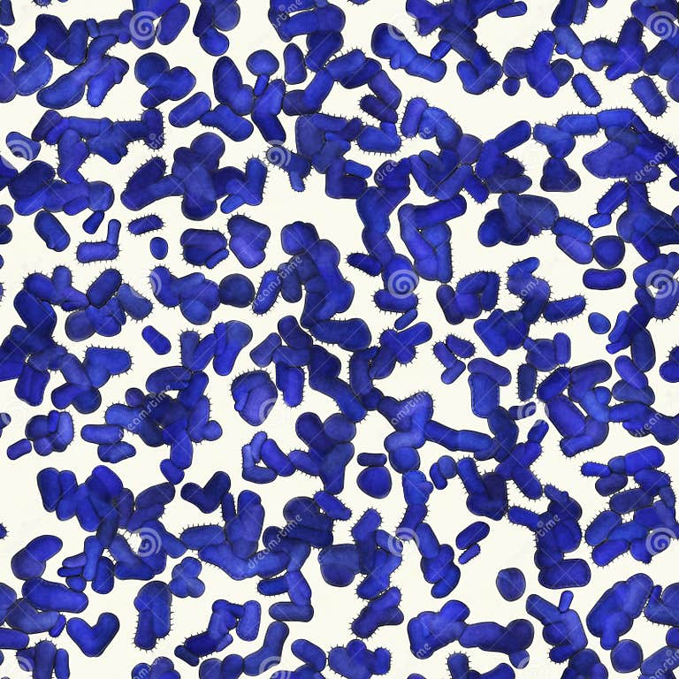 Seamless Blue Microorganisms Pattern Stock Illustration - Illustration ...