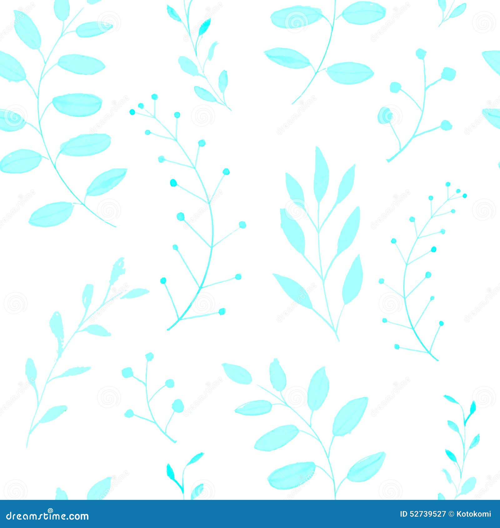 Seamless Blue Nature Pattern with Leaves Stock Vector - Illustration of ...