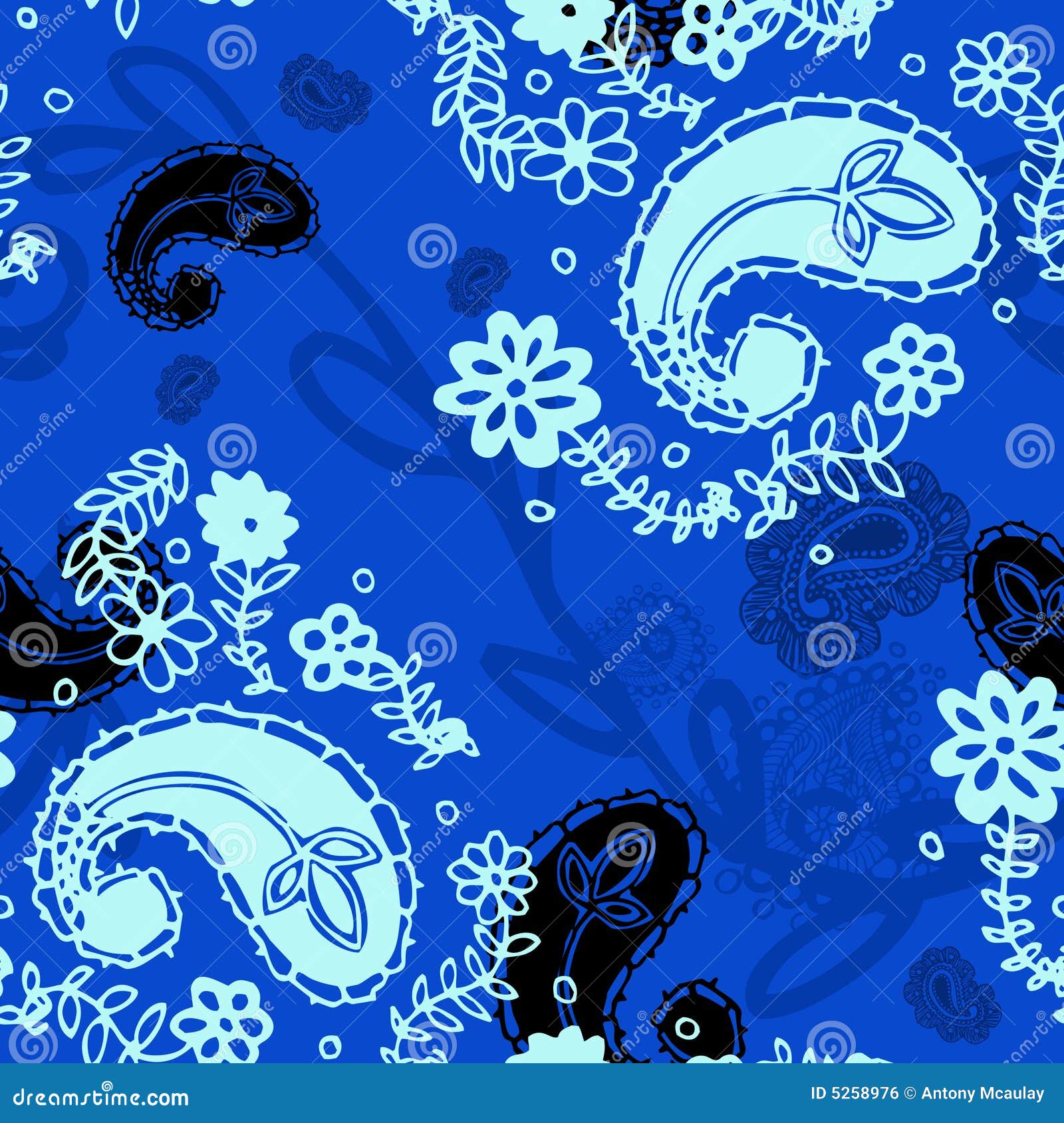 Seamless Blue Paisley Pattern Tile Royalty Free Stock Image - Image ...