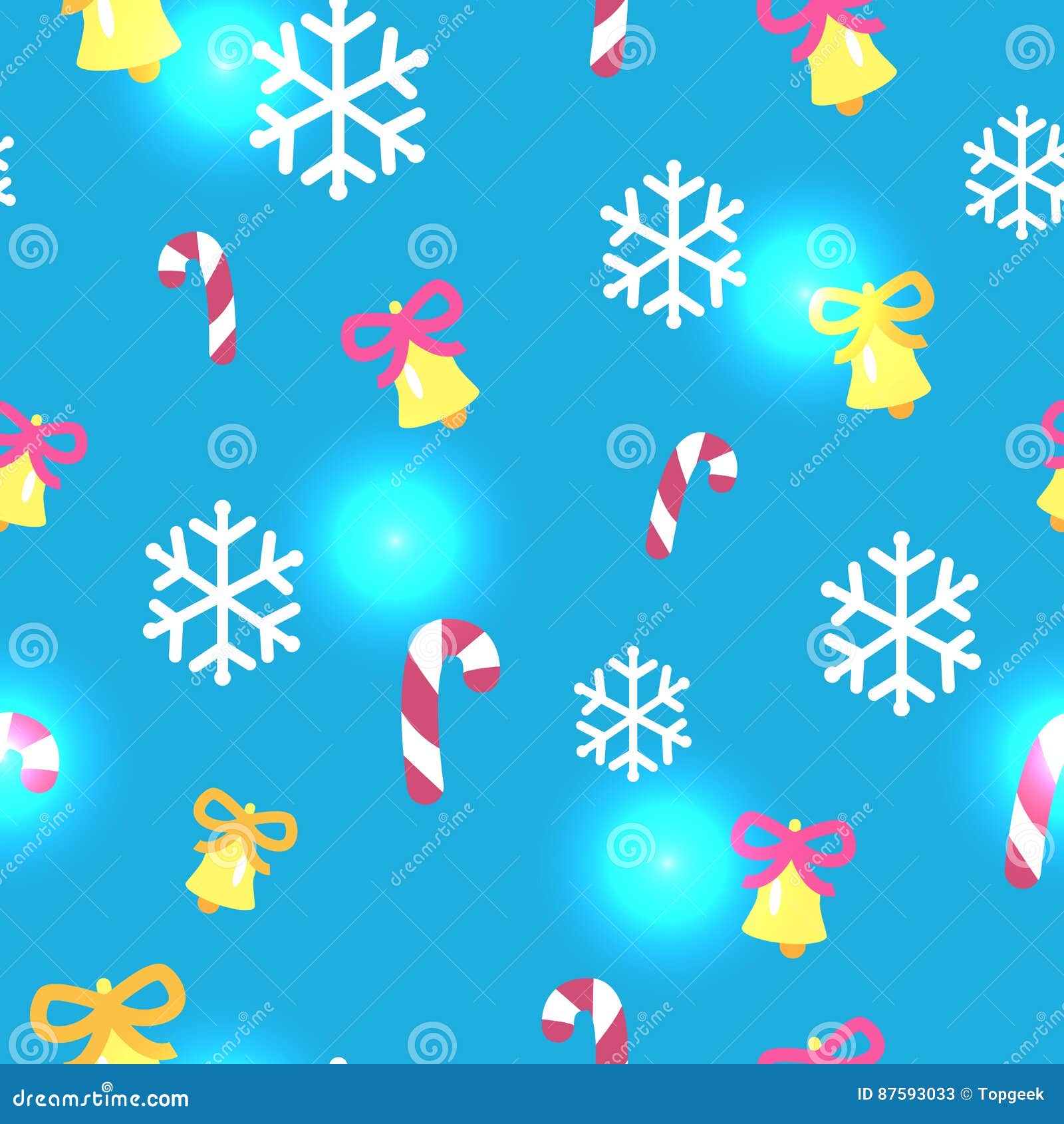 Seamless Blue Pattern with Christmas Decorations Stock Vector ...