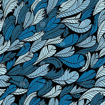 Seamless Blue Pattern with Feather Stock Vector - Illustration of ...