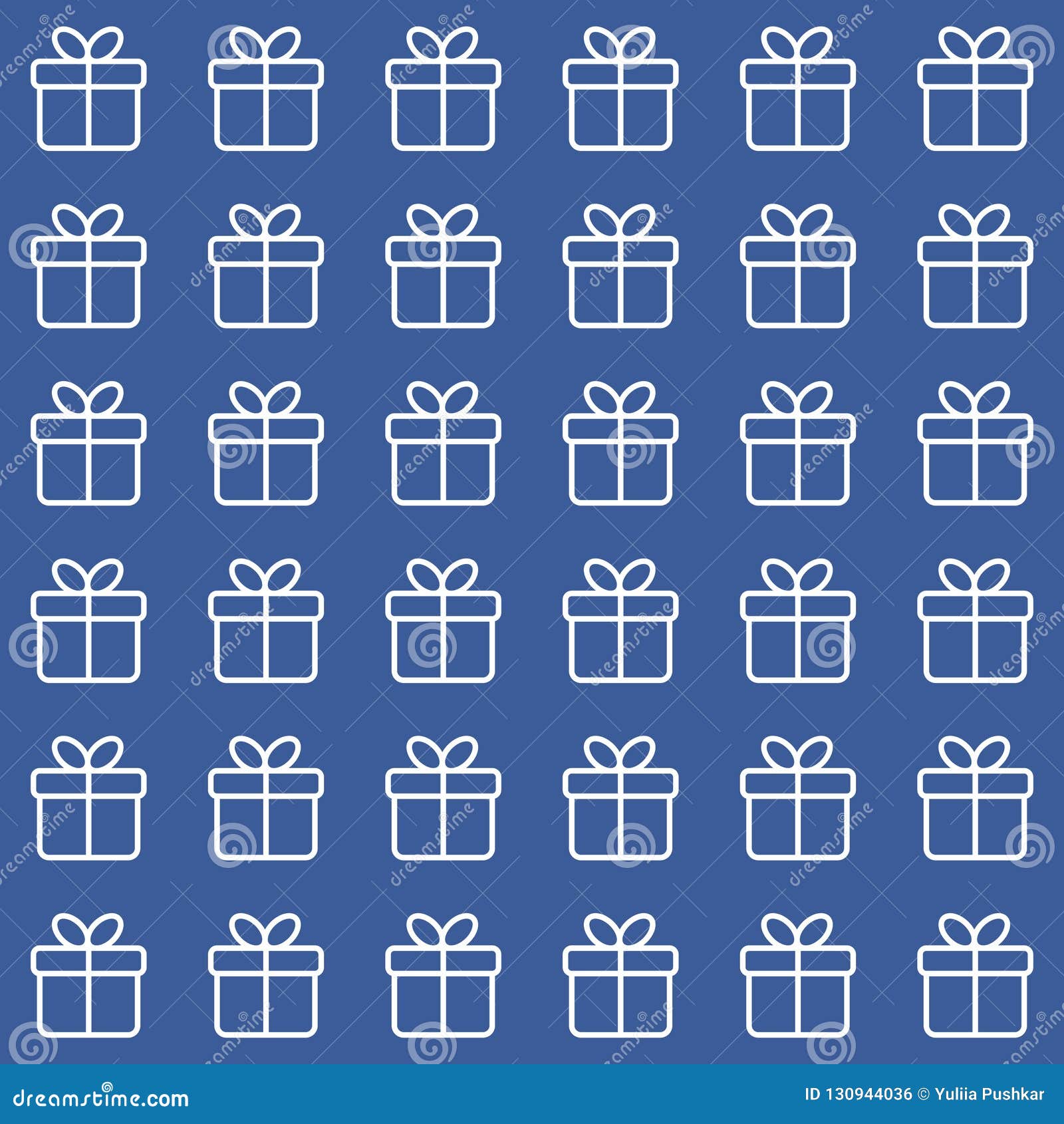 Seamless Blue Pattern with Line Gift Boxes. Vector Background, Cover ...