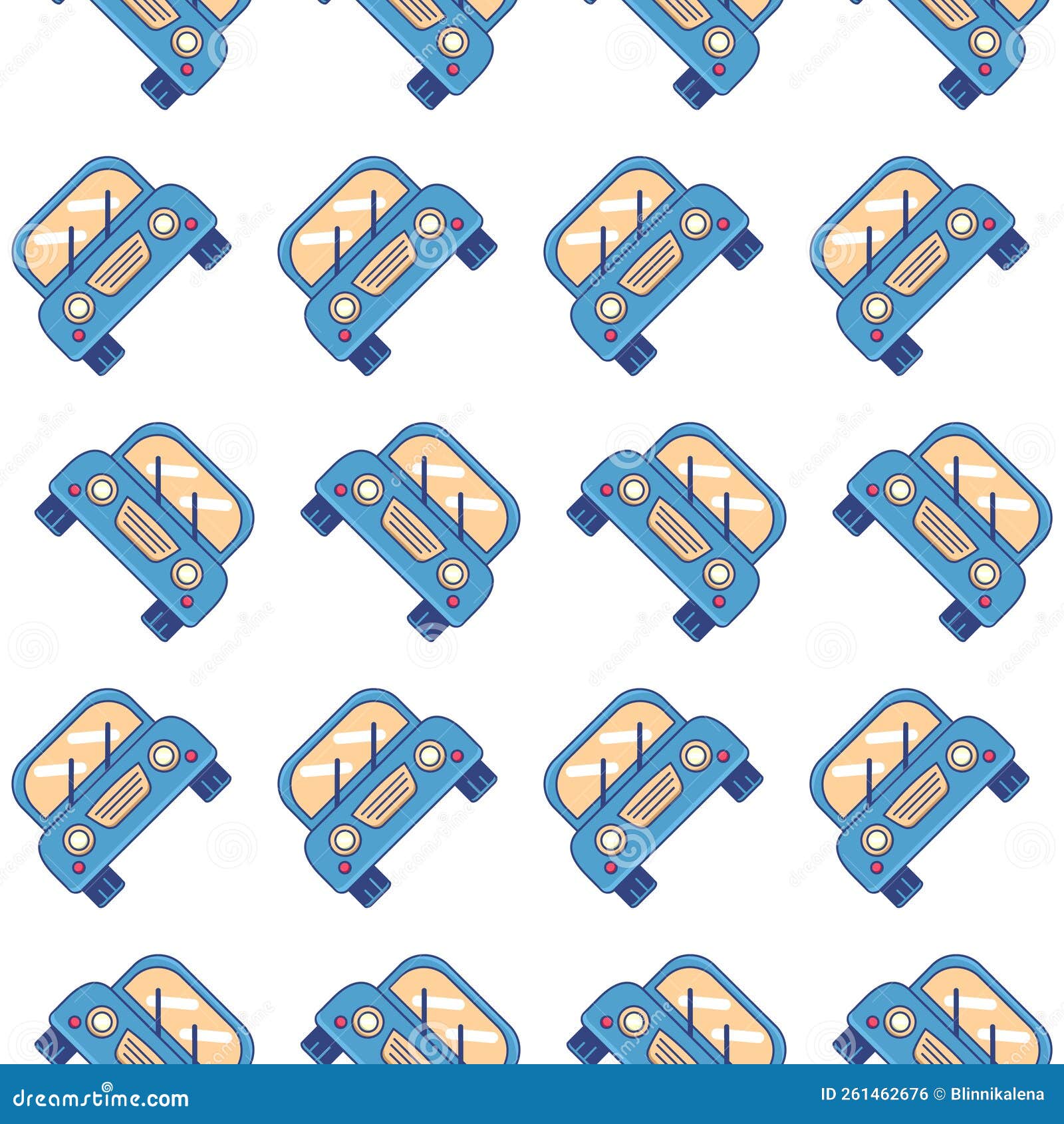 Seamless Blue Pattern of Old Machine. Children S Drawing Stock Vector ...