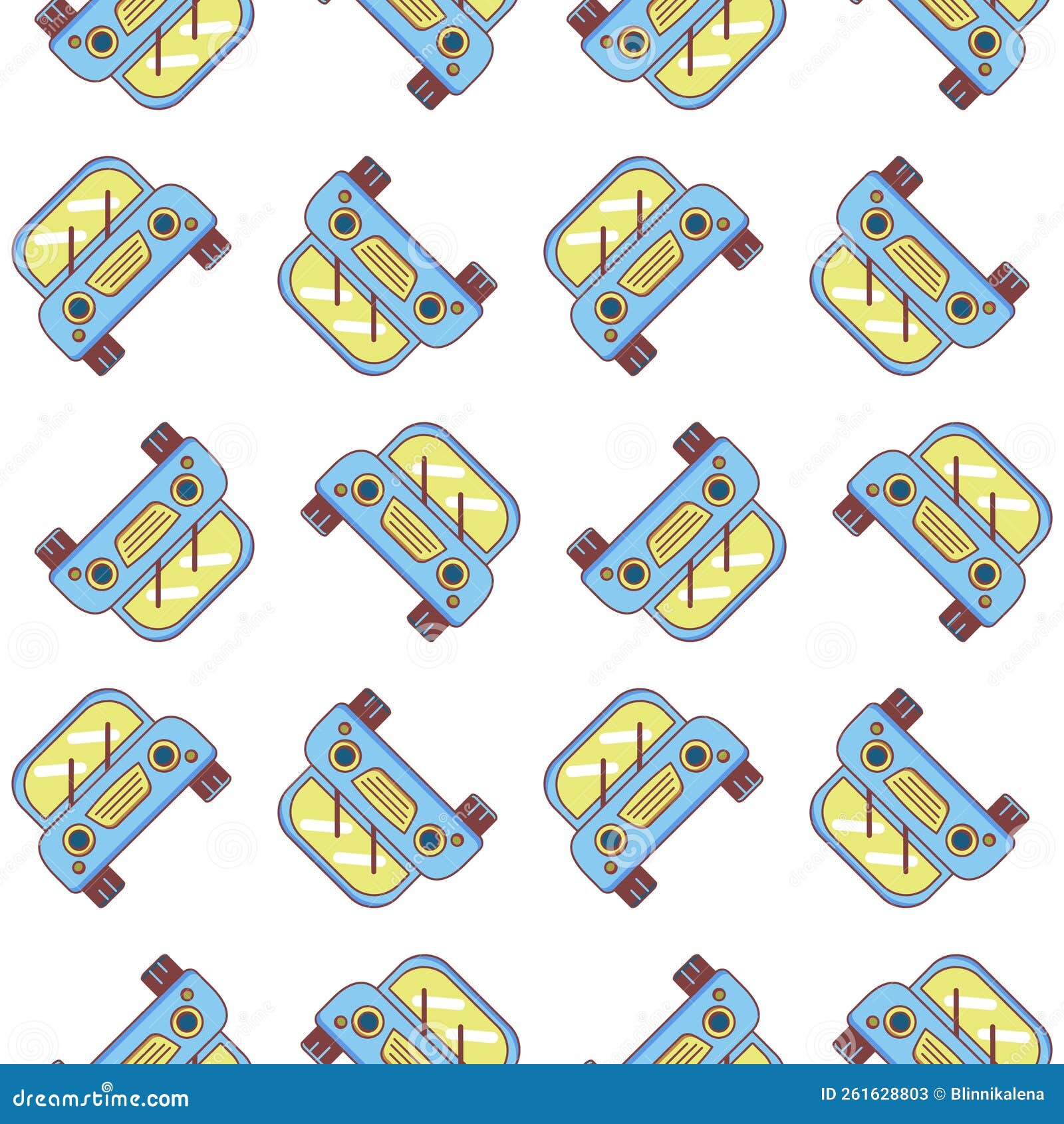 Seamless Blue Pattern of Old Machine. Children S Drawing Stock Vector ...