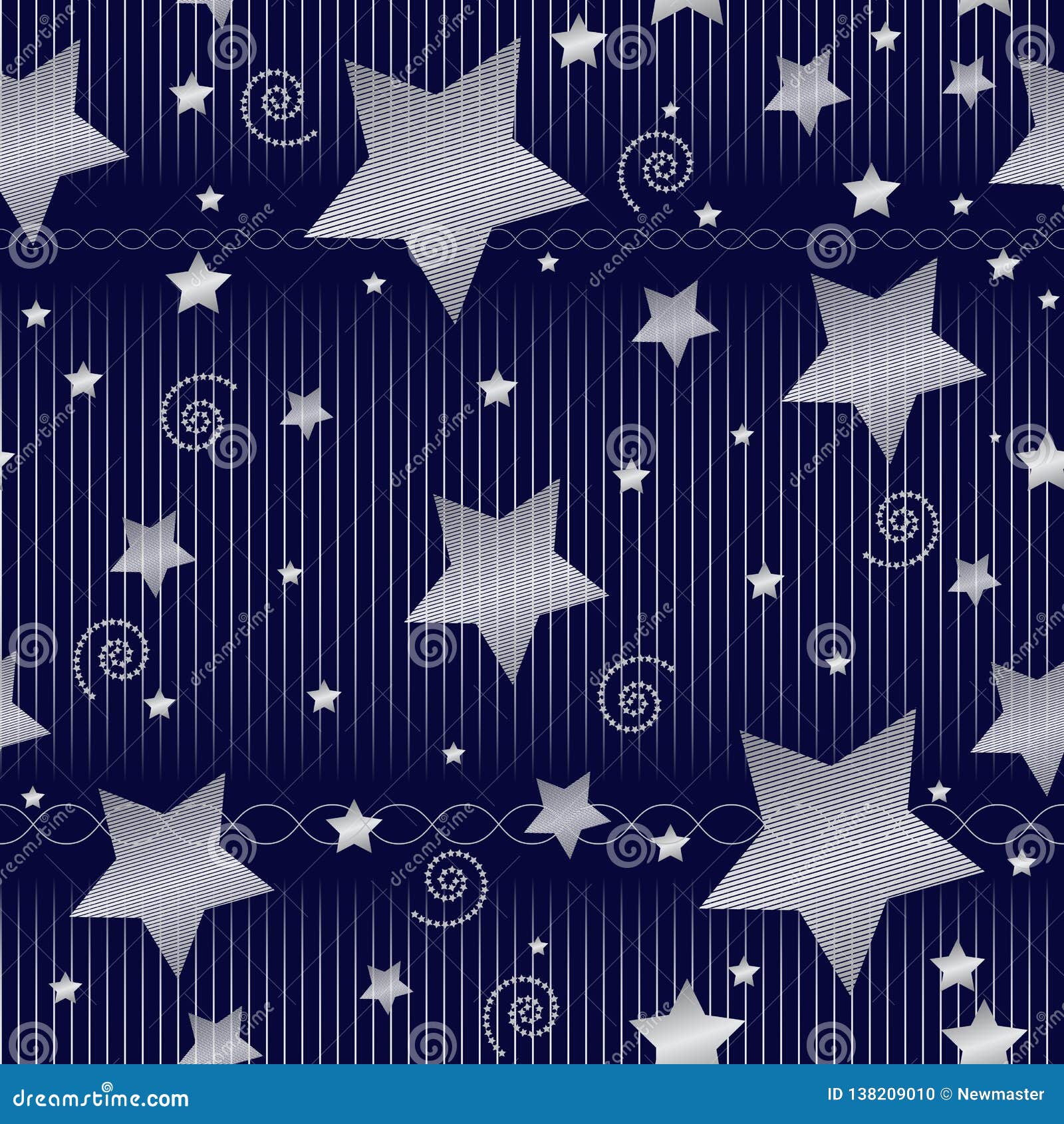 Seamless Blue Pattern with Silver Stars Stock Vector - Illustration of ...