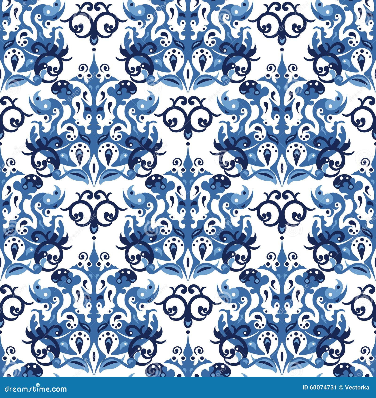 Seamless blue pattern. stock vector. Illustration of abstract - 60074731