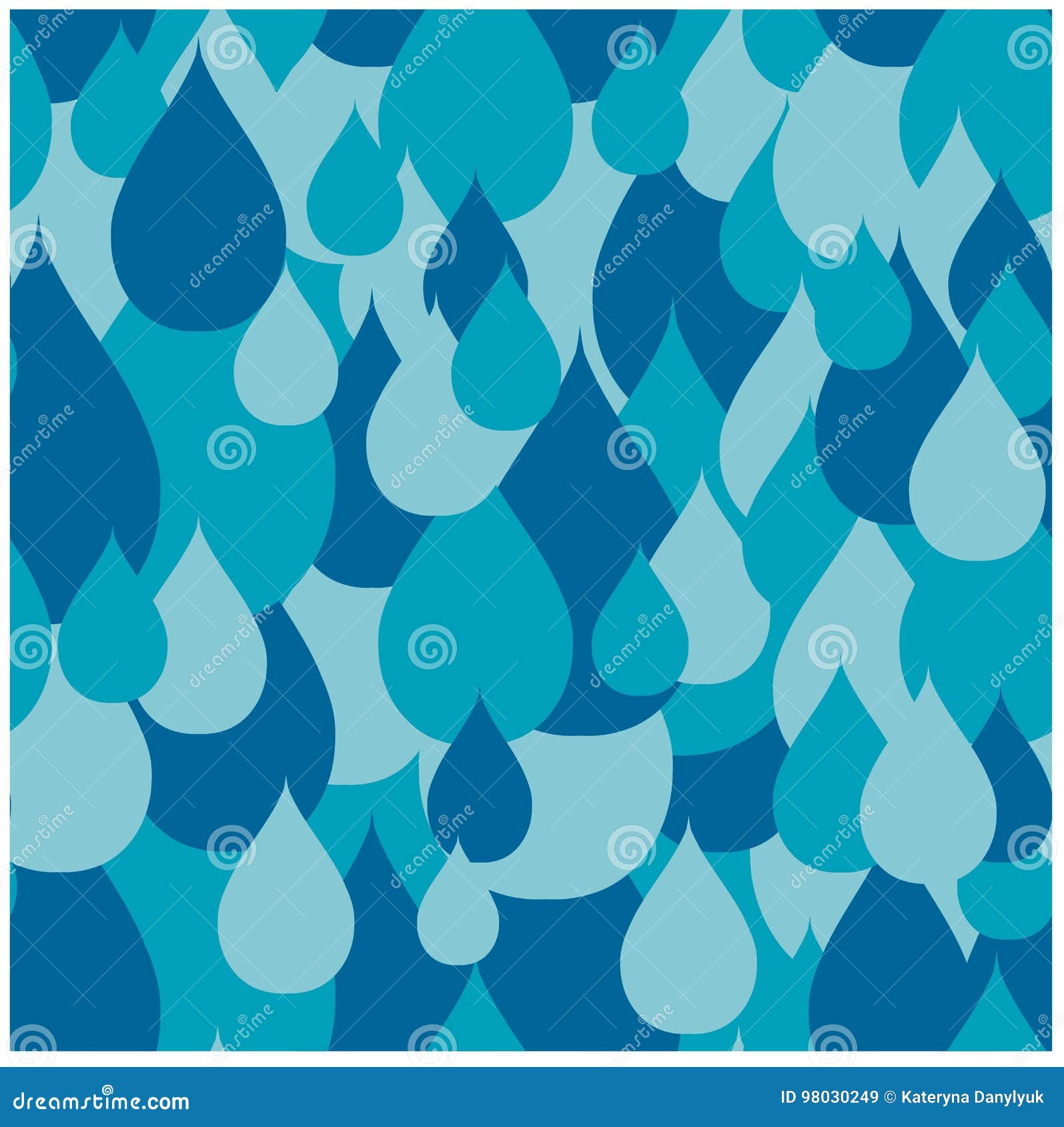 Seamless Blue Rain Drops Pattern Stock Vector - Illustration of vector ...