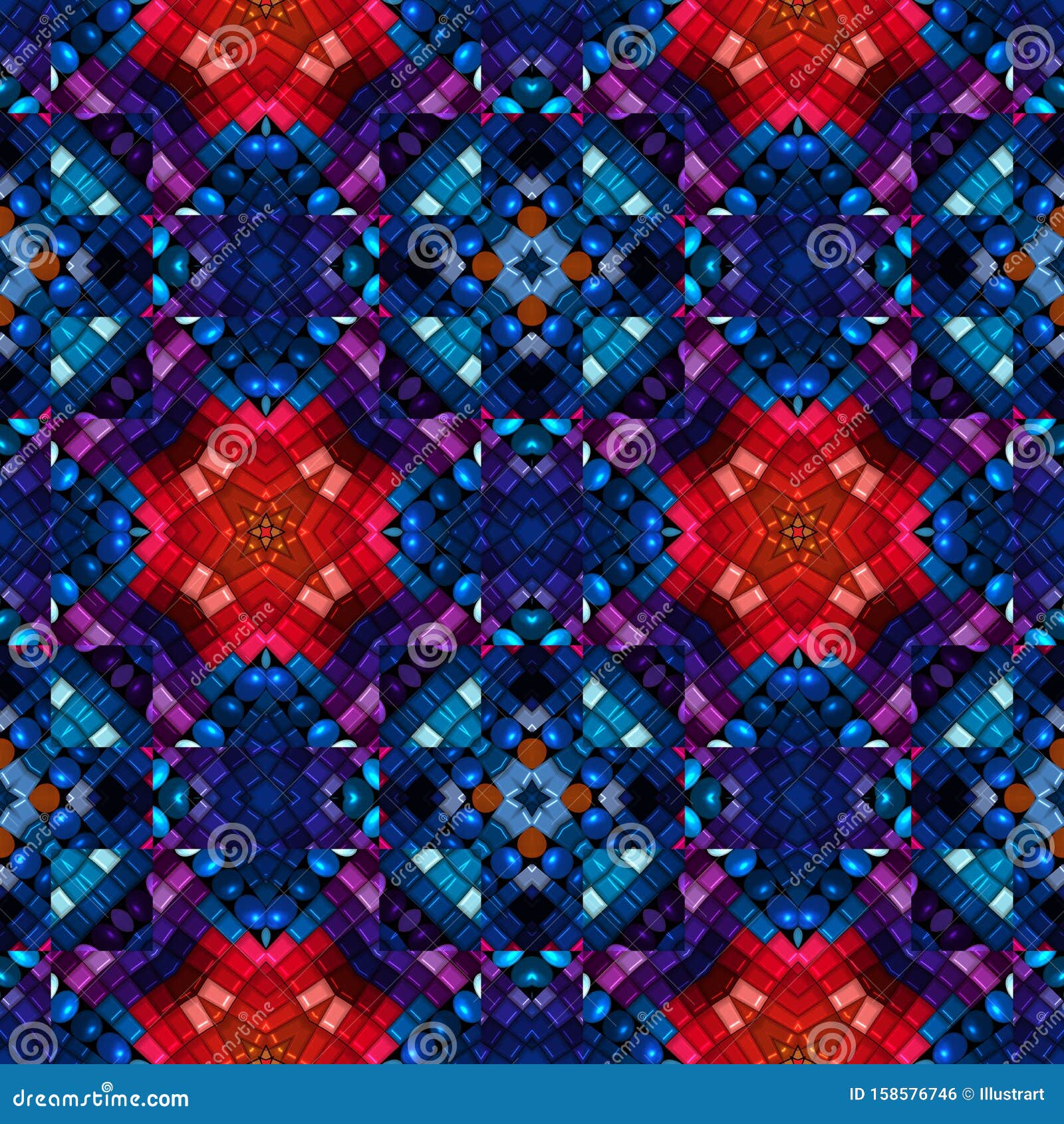 Seamless Blue Red Elegant Pattern Background Stock Illustration ...