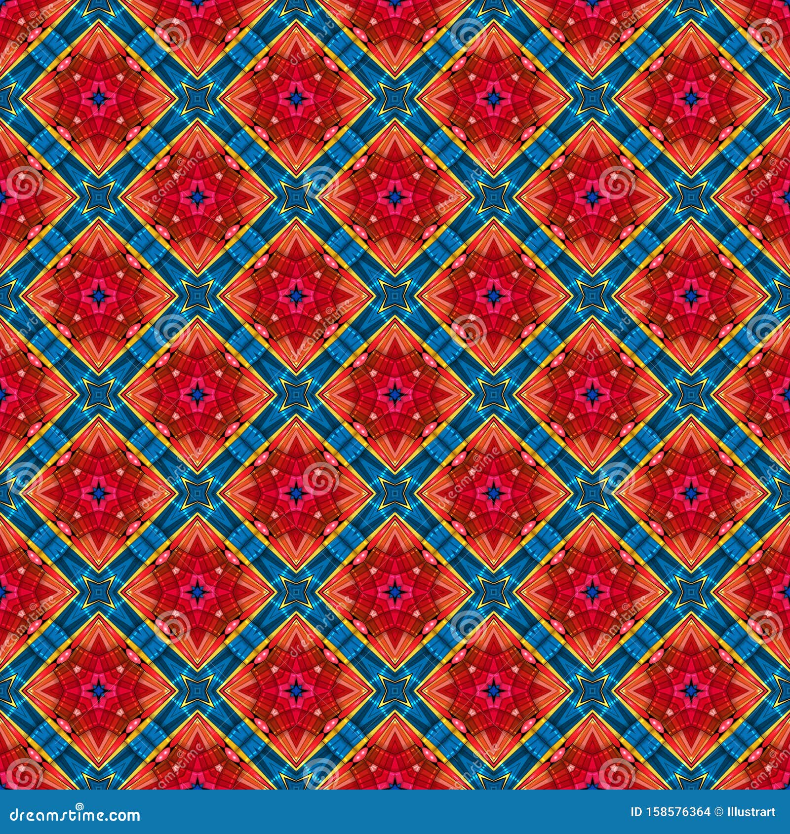 Seamless Blue Red Elegant Pattern Background Stock Illustration ...