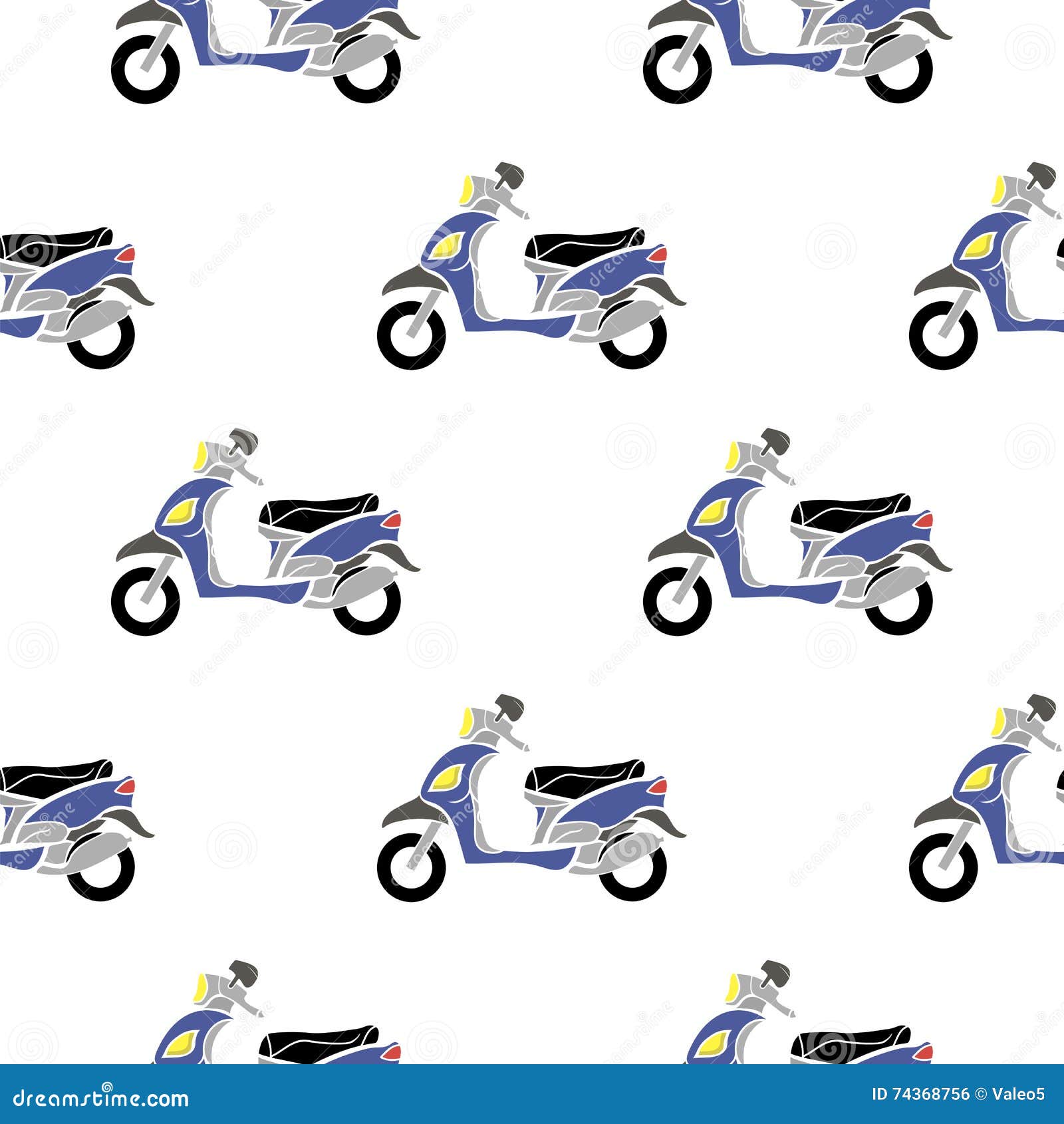 Seamless Blue Scooter Pattern Vector Illustration | CartoonDealer.com ...