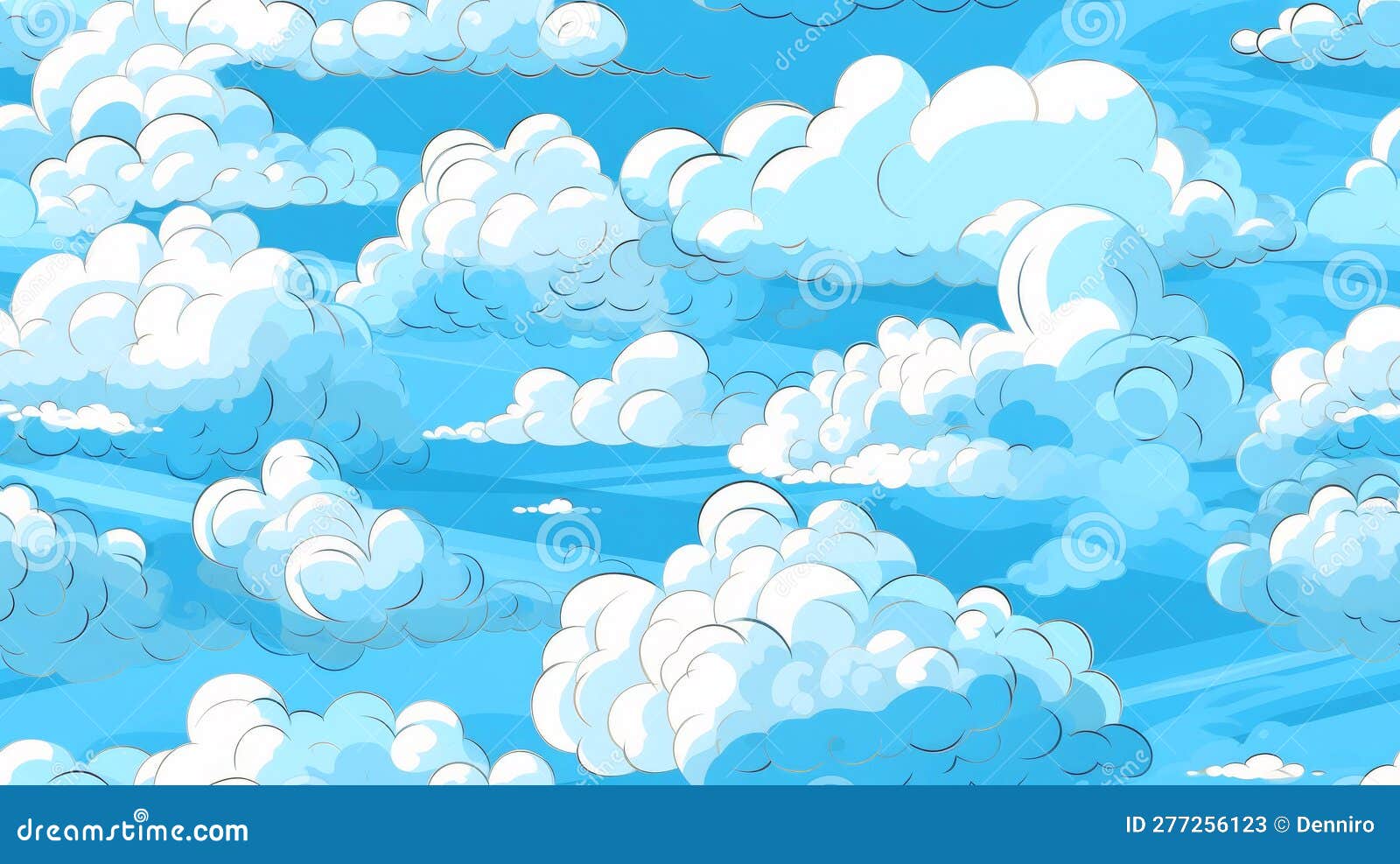Seamless Blue Sky Pattern with Clouds Stock Illustration - Illustration ...