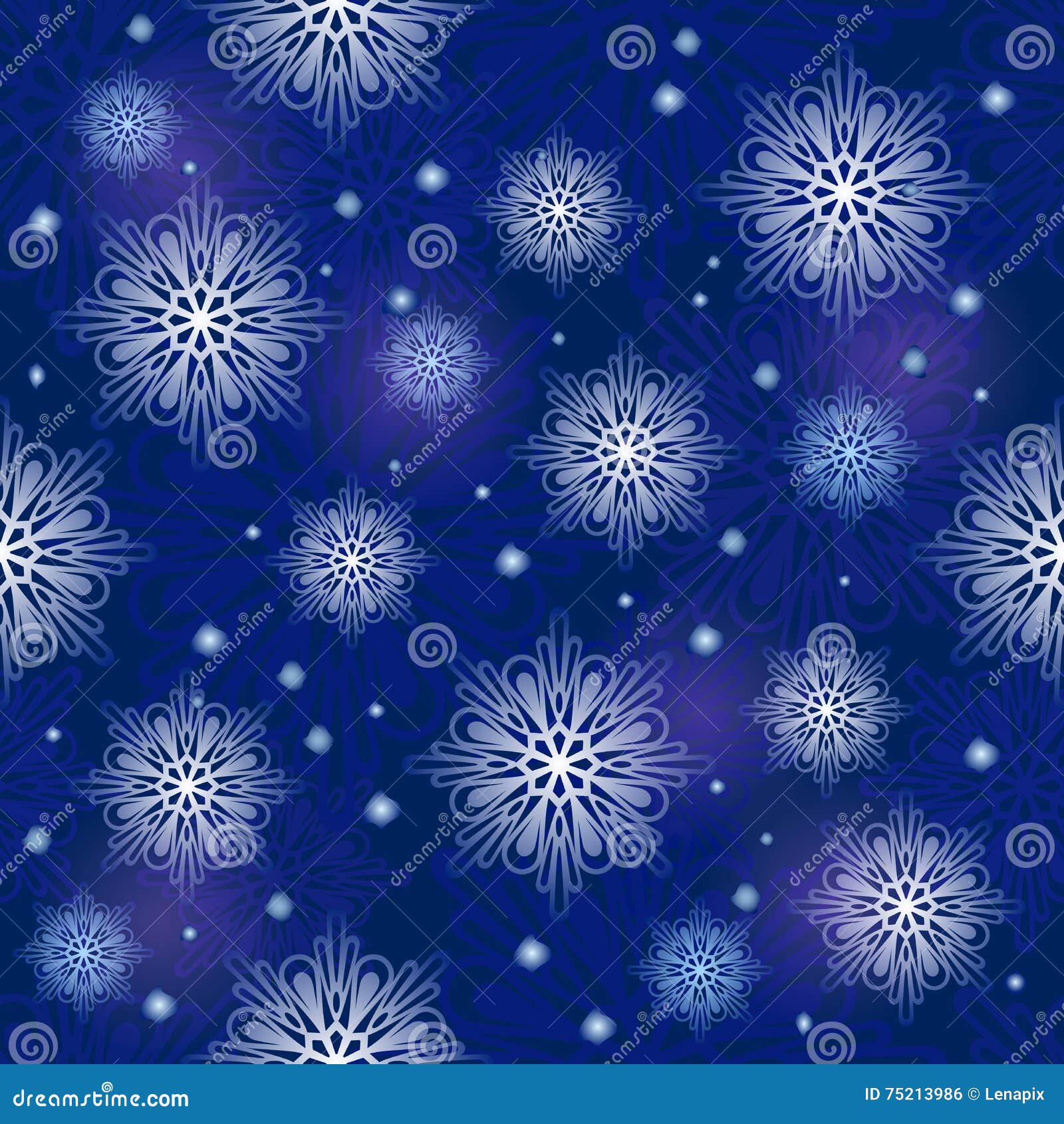 Seamless Blue Snowflake Background. Stock Vector - Illustration of ...