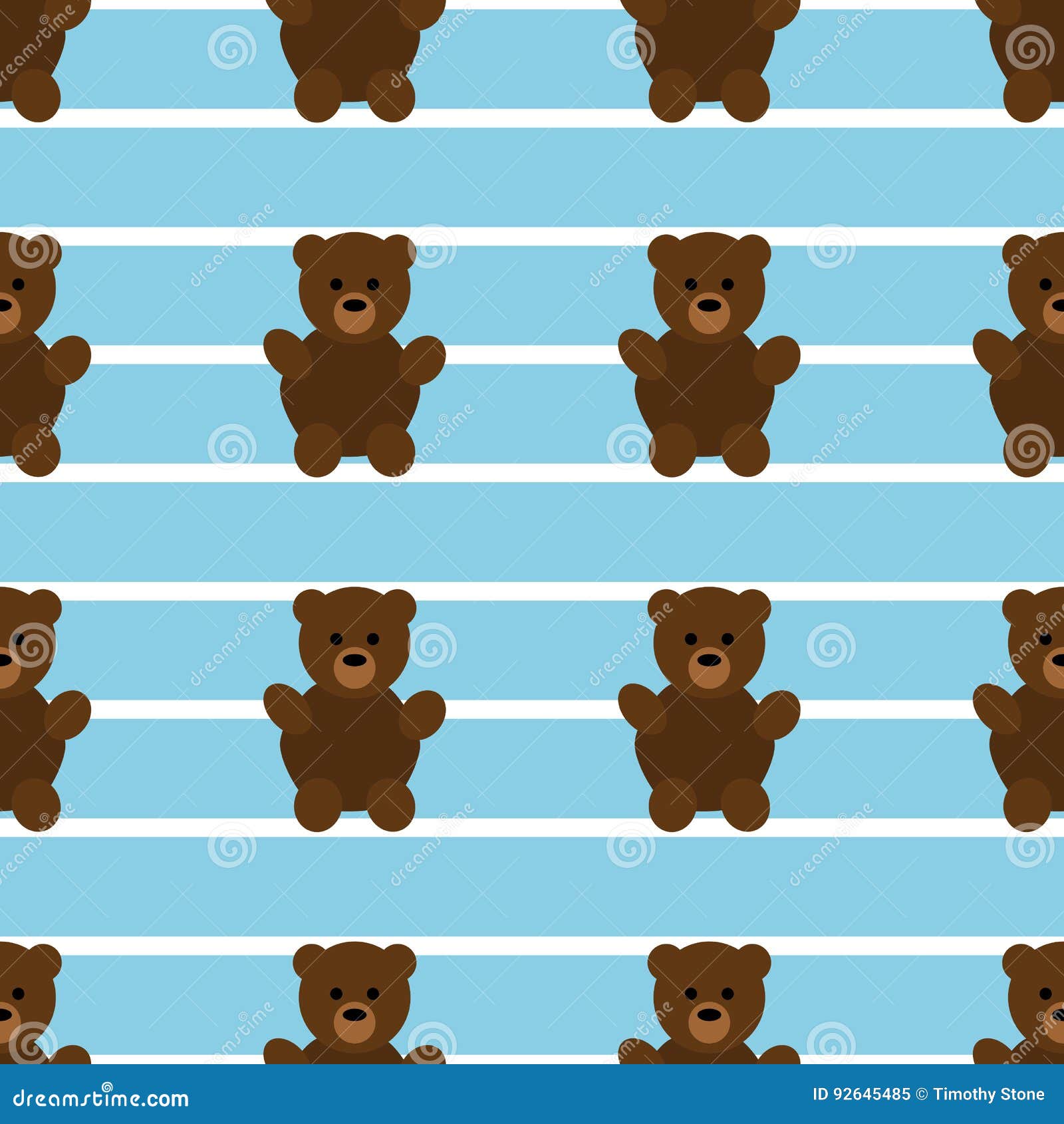 Seamless Blue Teddy Bear Pattern Stock Vector - Illustration of bear ...