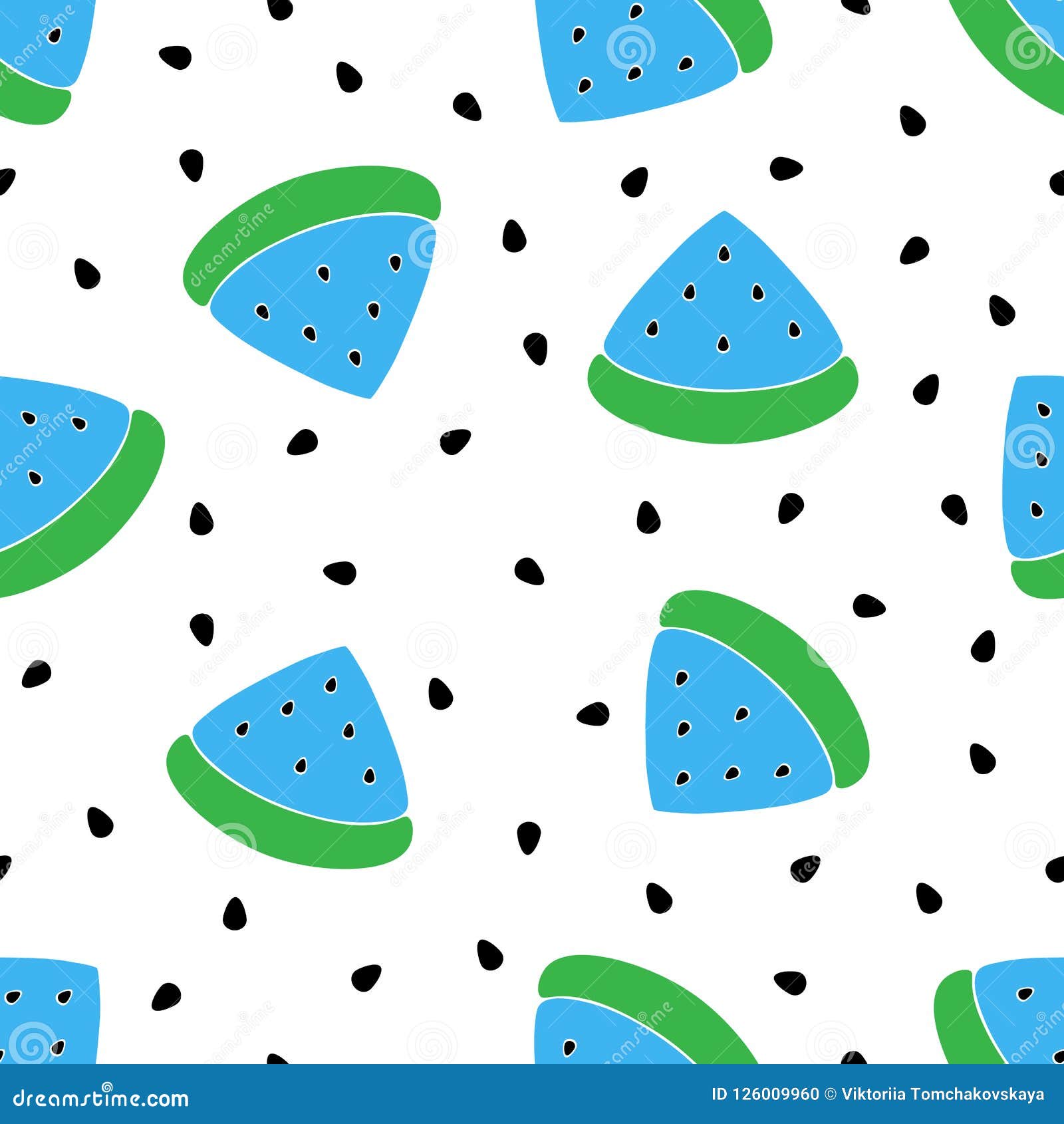 Seamless Blue Watermelons Pattern. Vector Background Watermelon Slices ...