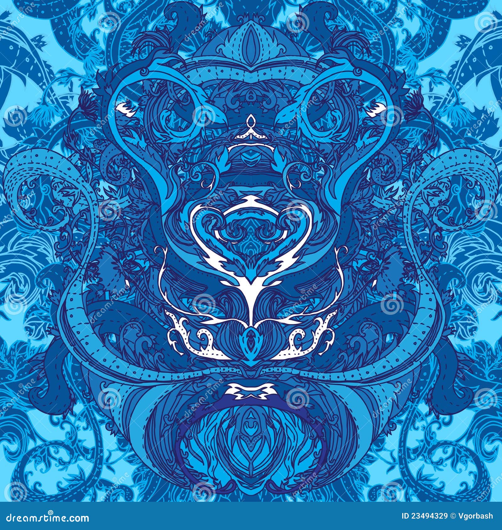 Seamless Blue and White Pattern Stock Vector - Illustration of foliage ...