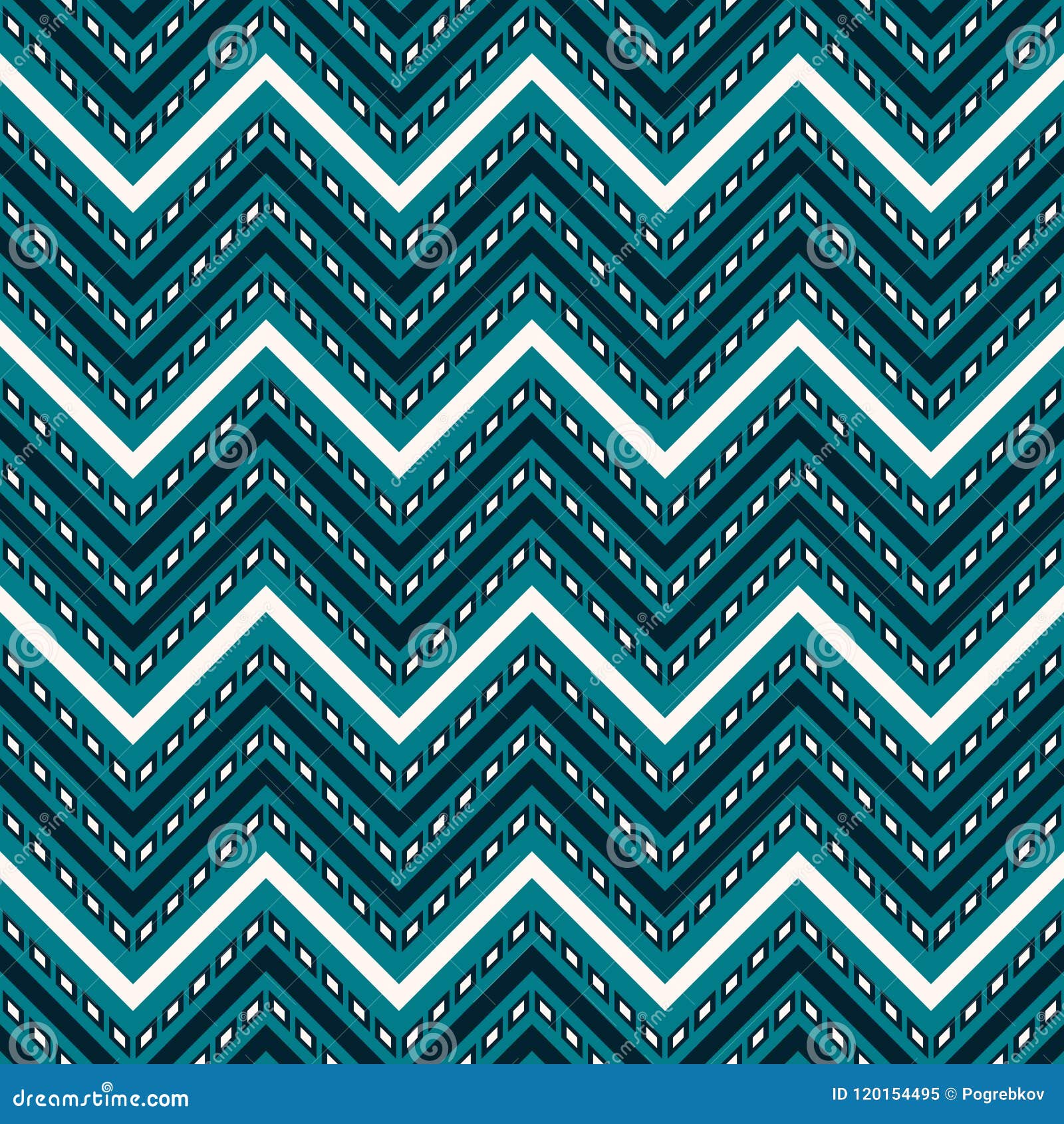 Seamless Blue and White Pattern of Solid and Dashed Zigzag Lines Stock ...