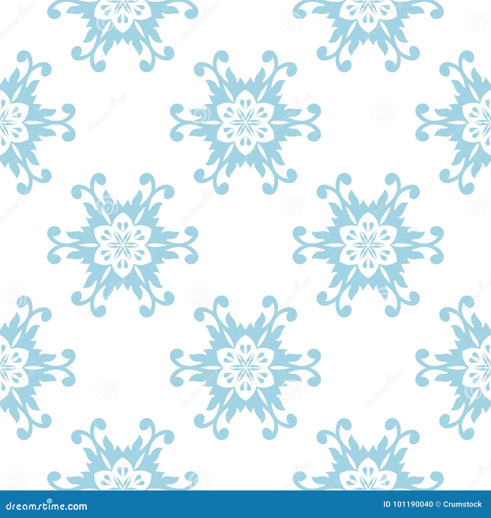 Seamless Blue and White Pattern with Wallpaper Ornaments Stock Vector ...