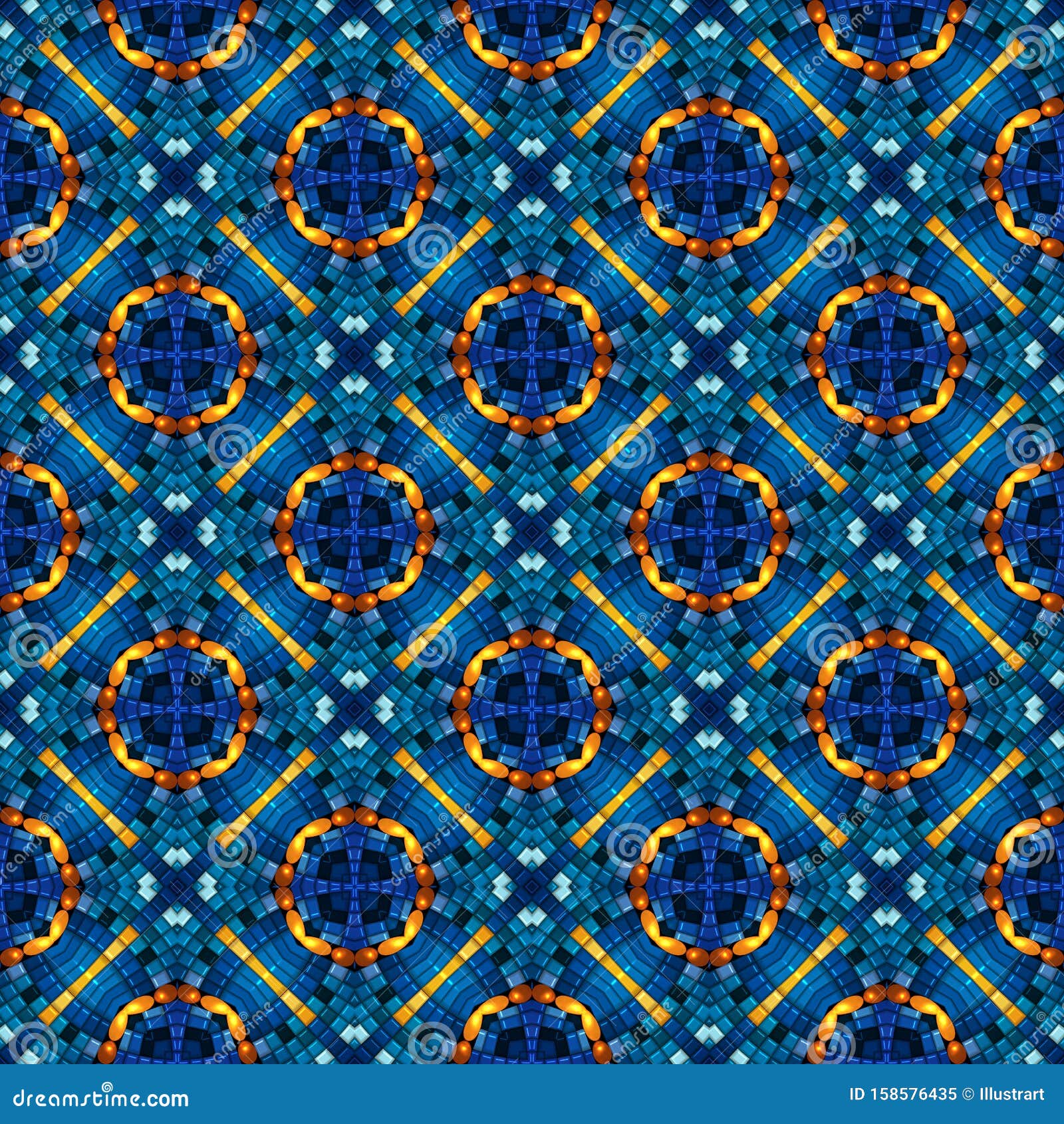 Seamless Blue Yellow Elegant Pattern Background Stock Illustration ...