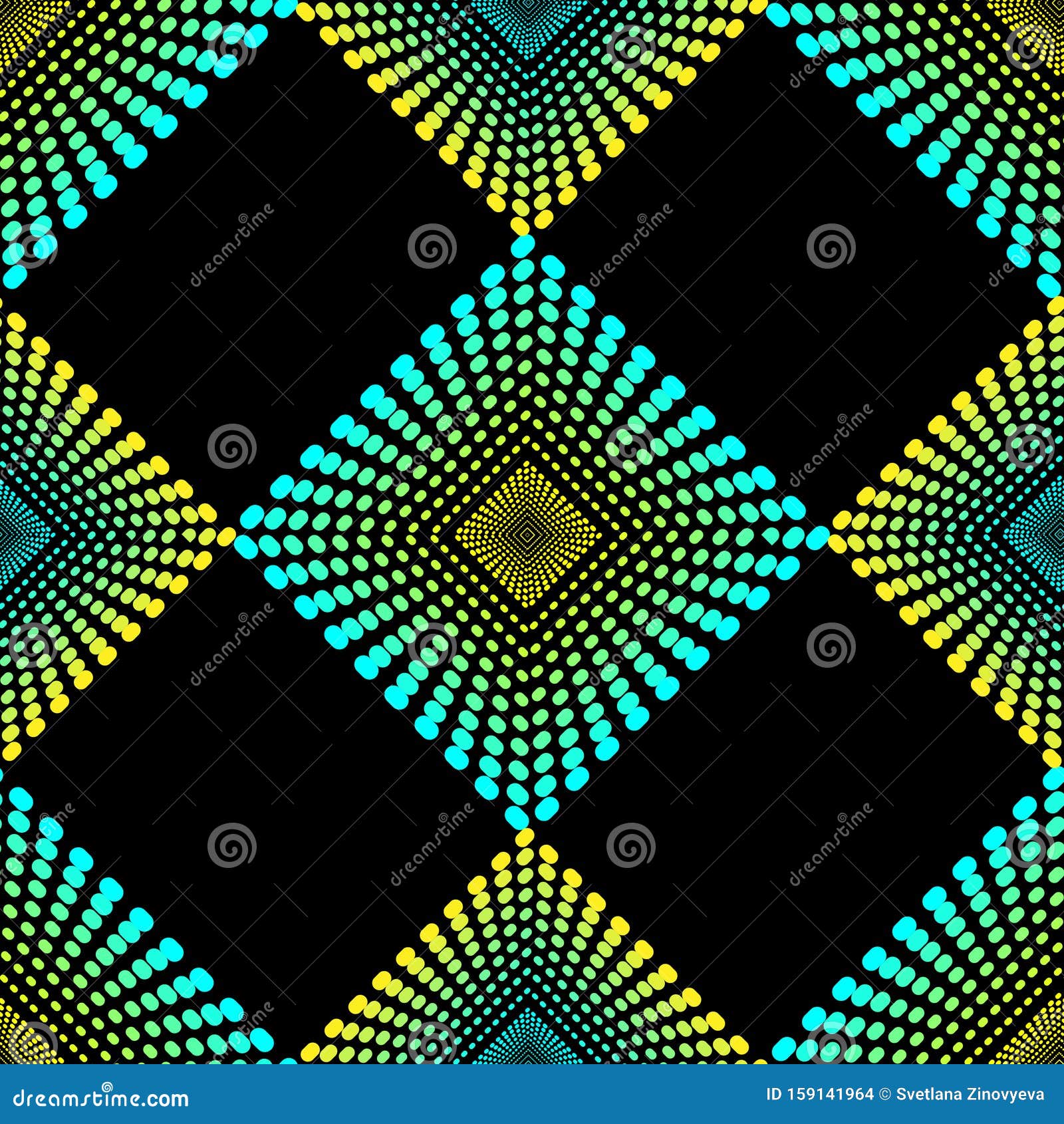 Seamless Blue Yellow Squares Pattern with Transitions on Black ...