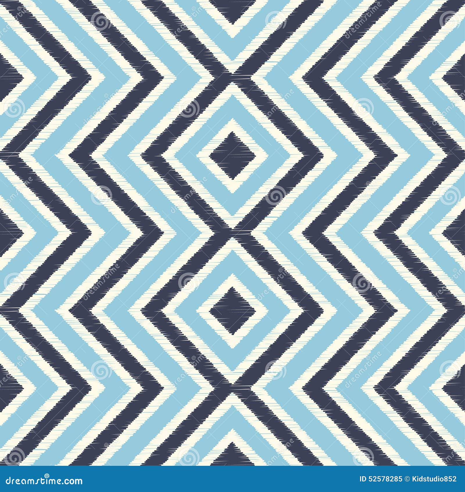 Seamless Blue Zigzag Rhombus Stripes Pattern Stock Vector ...